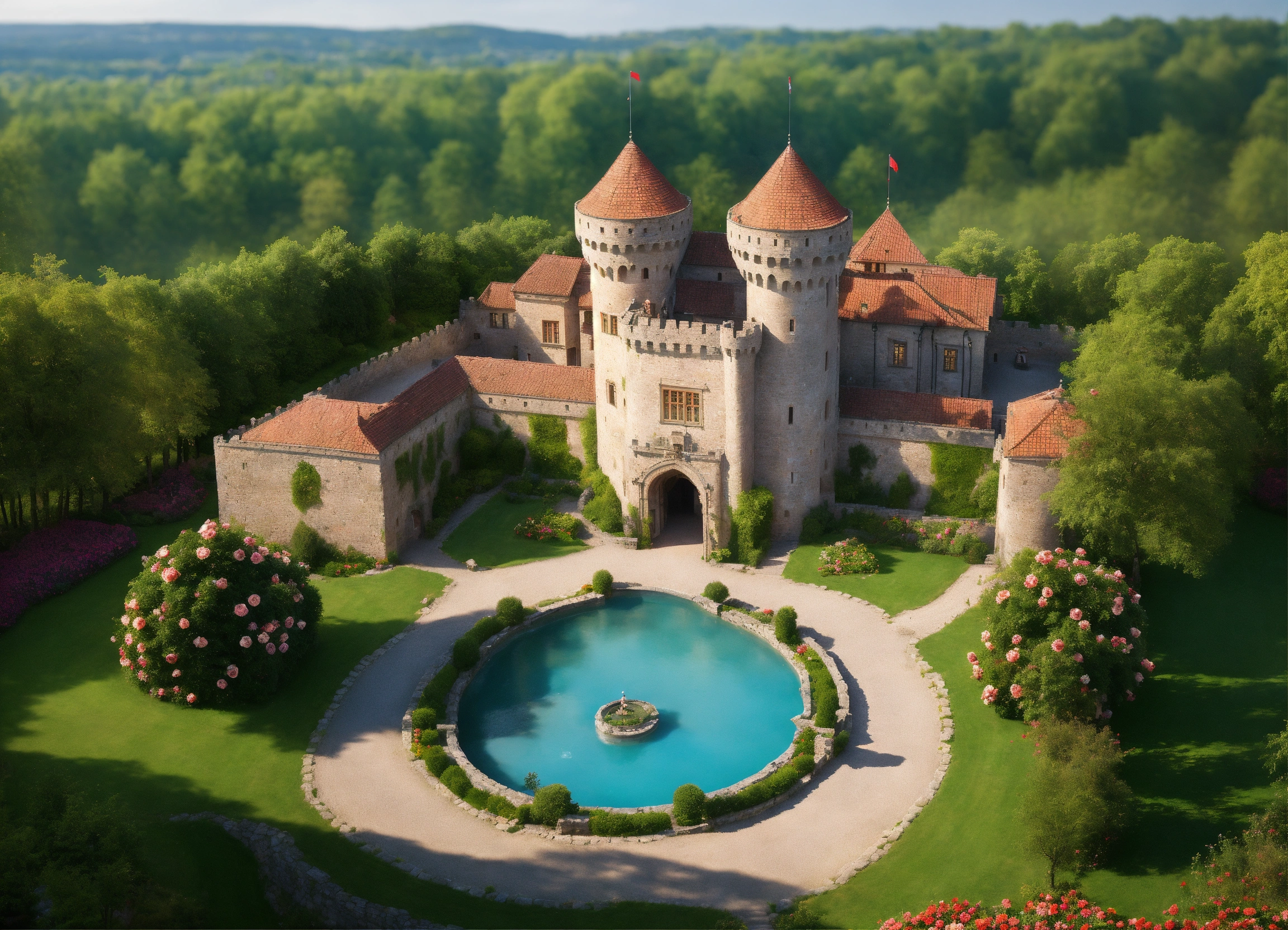 Lexica - Ultra realistic, photorealistic, bird's eye view of a small ...