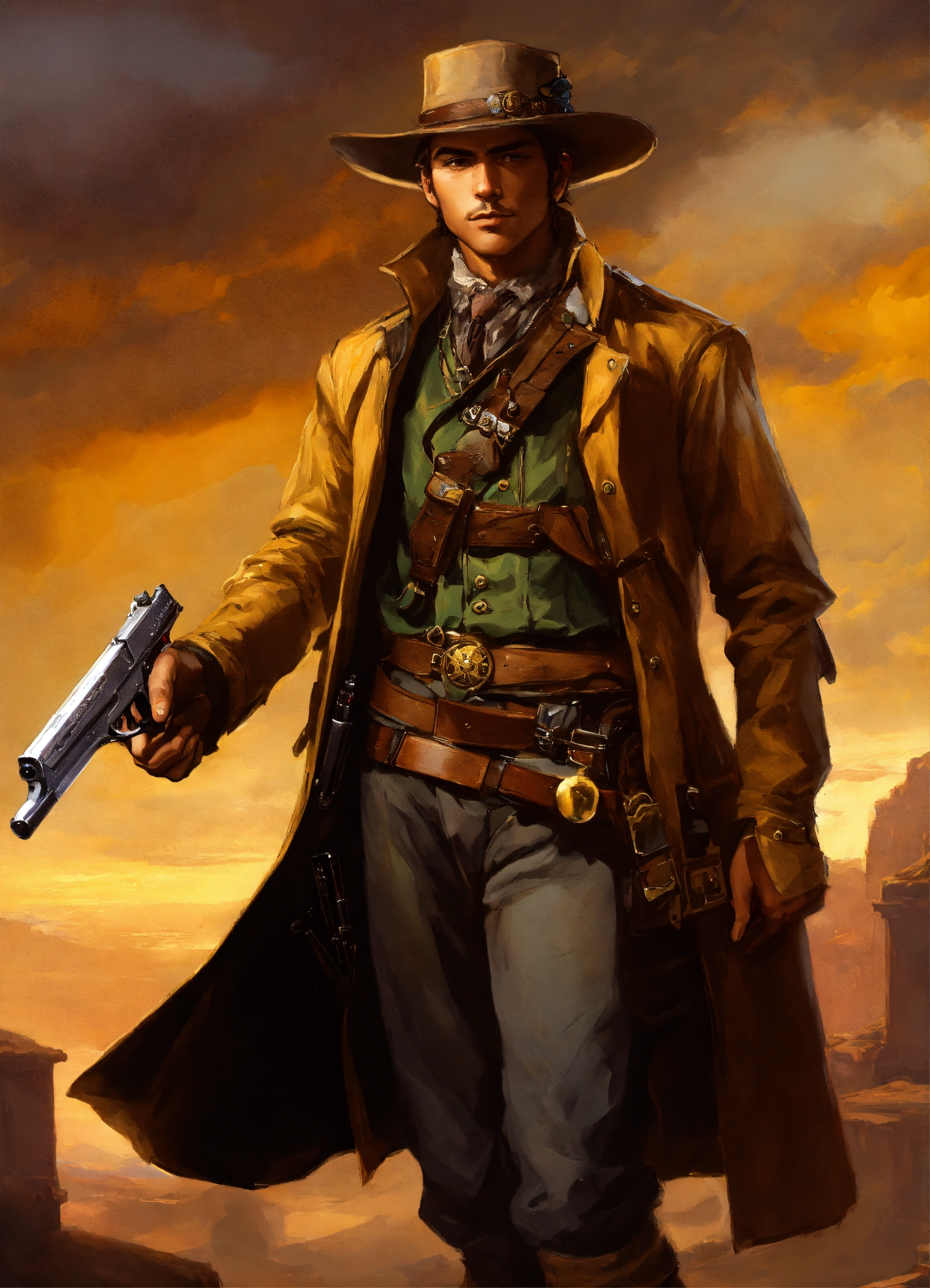 Lexica - Male human bounty hunter treasure seeker, with a pistol in his ...