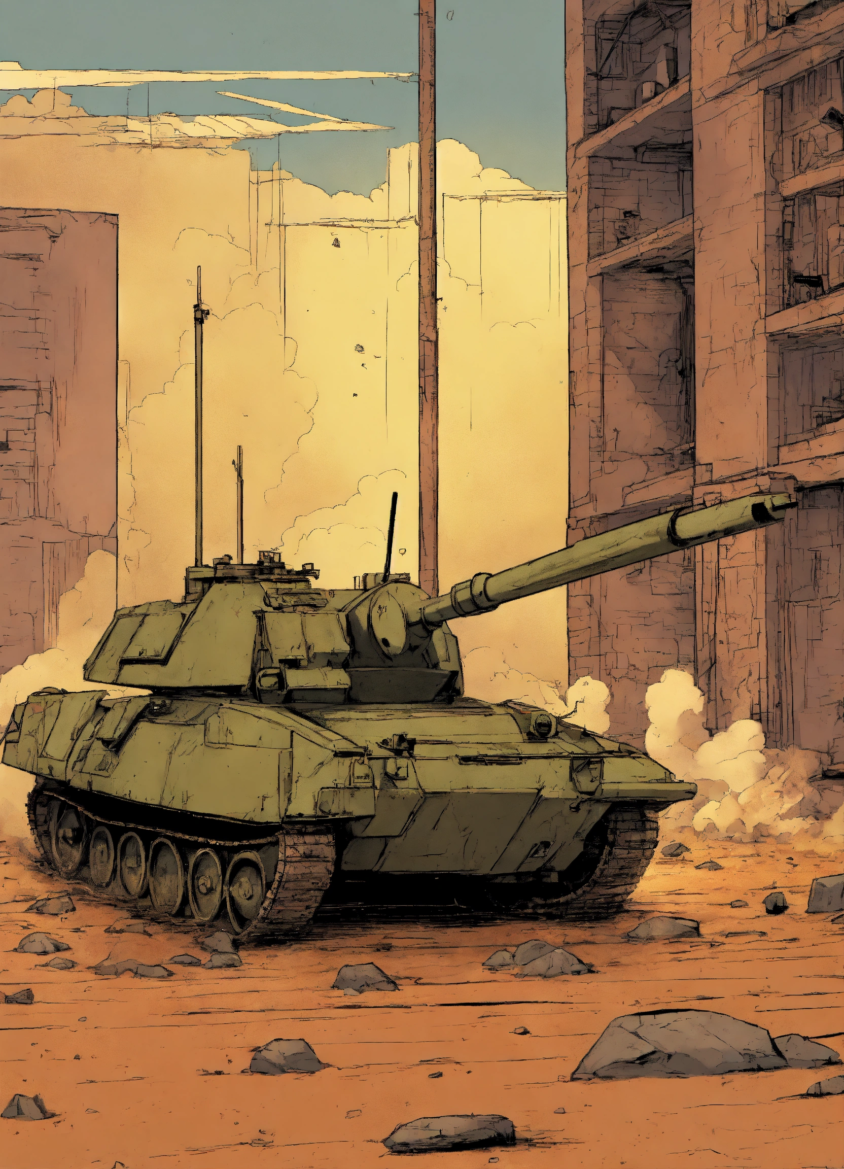 Lexica - High tech claymore landmine gritty comic book style art.