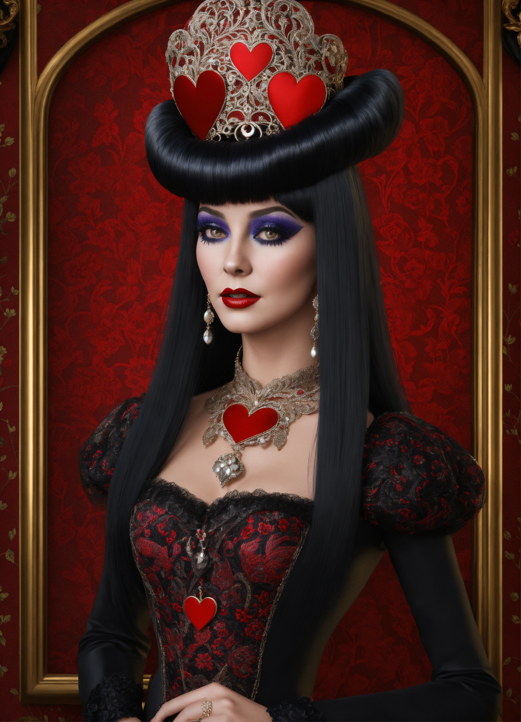 Lexica - Elaborate Gothic Elvira queen of hearts in an elegant and ...