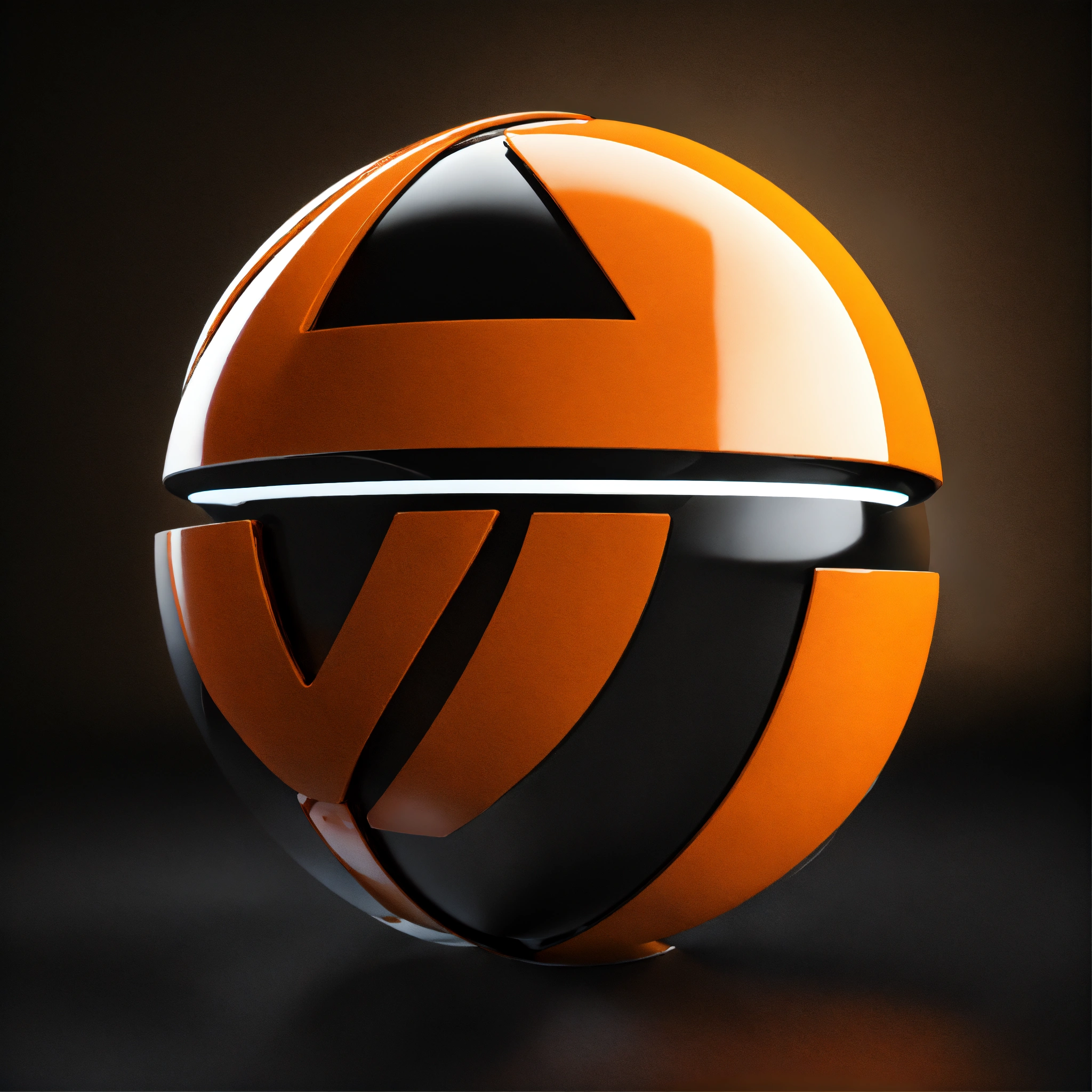 Lexica - Winline orange ball, black background, 3d icon, text "WL", two bi letters W and L