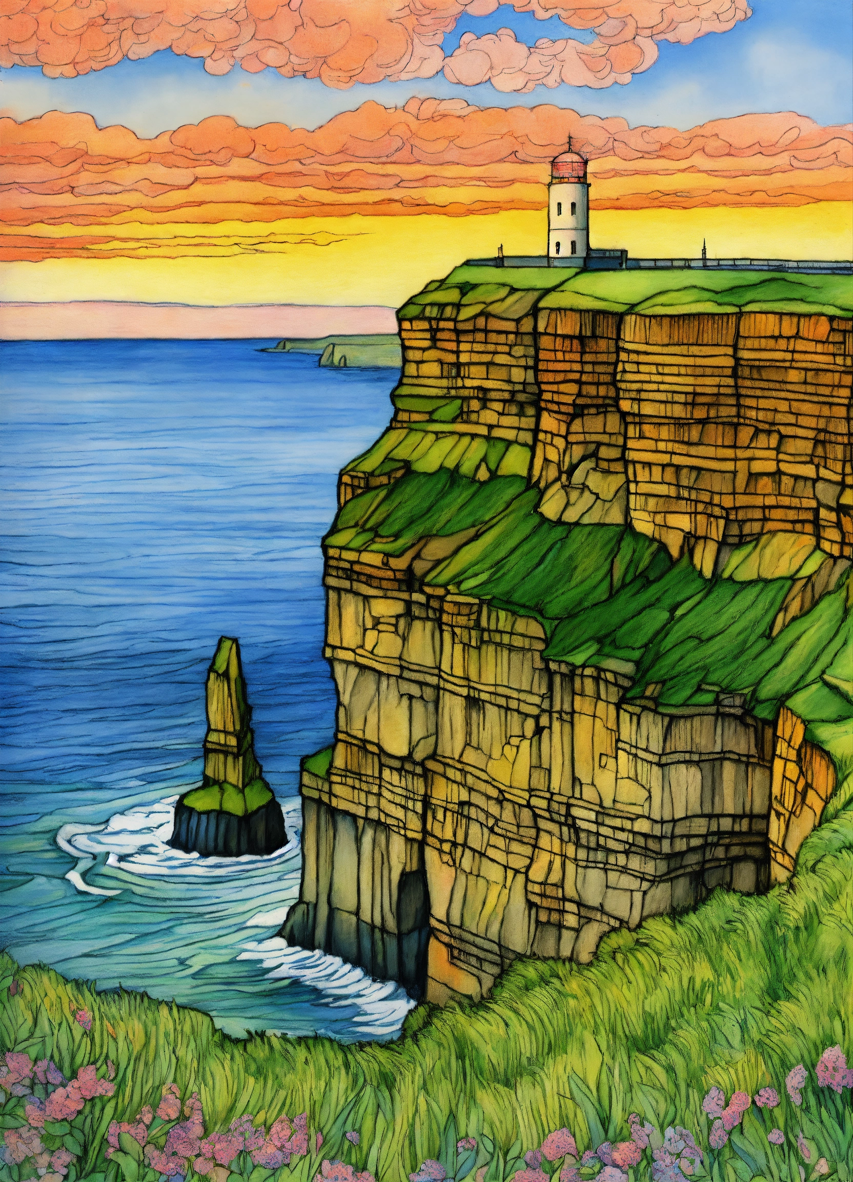 Lexica - Cliffs of Moher a beautiful and highly detailed bright colors ...