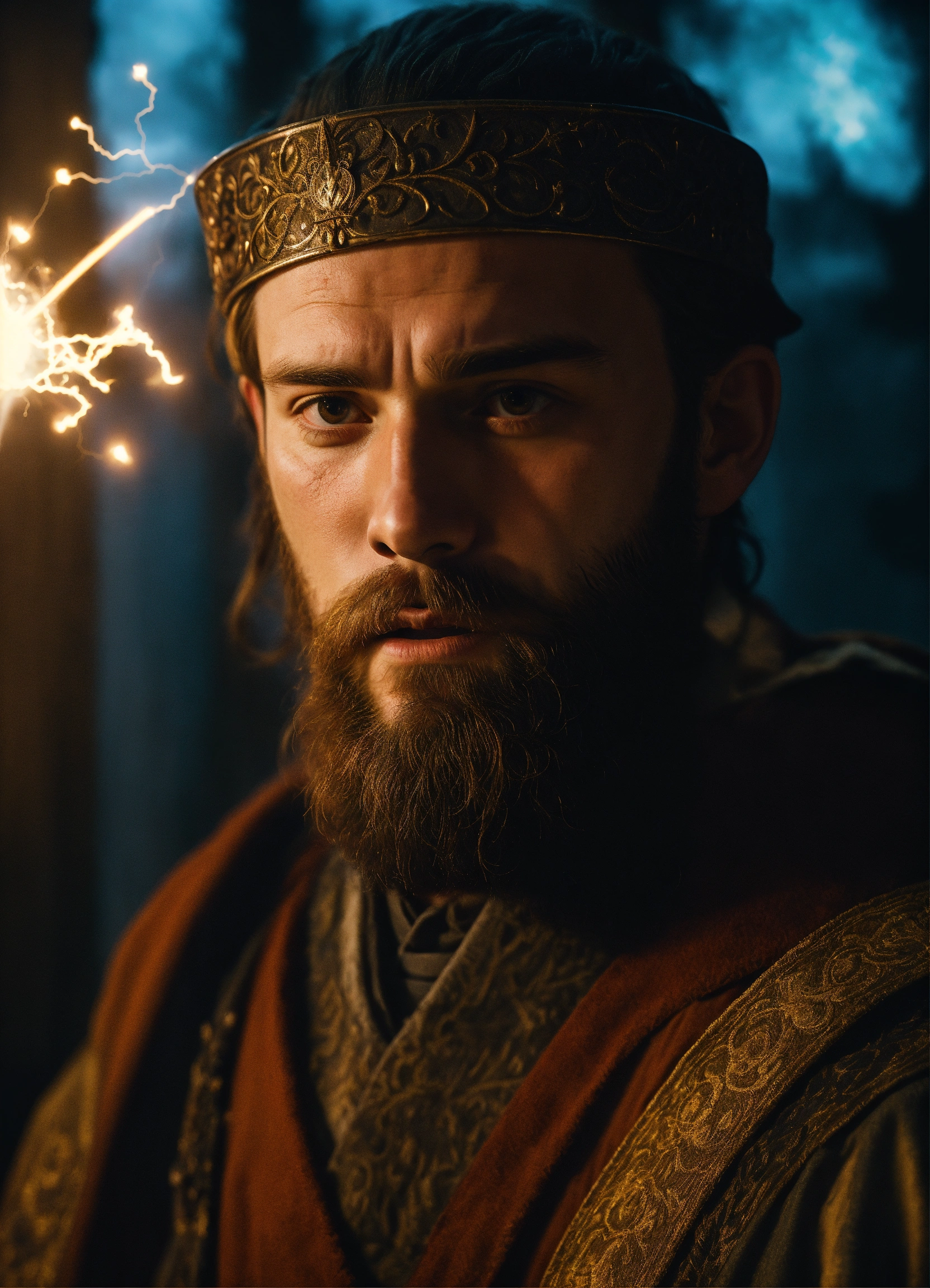 Lexica - A cinematic portrait of a young medieval wizard with round ...