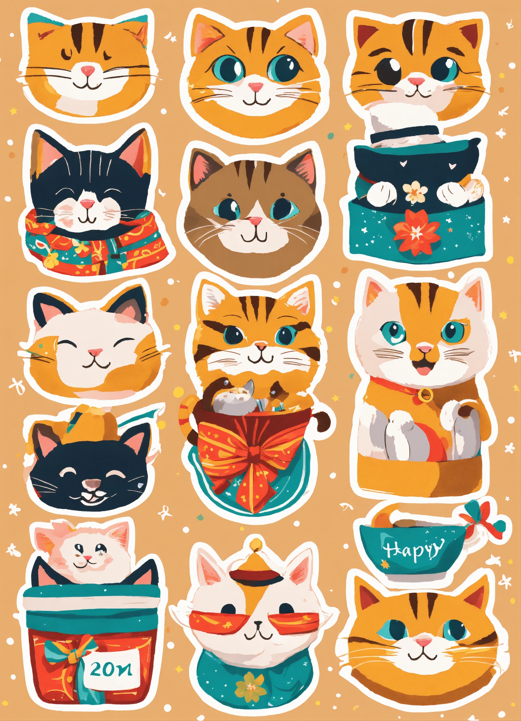 Lexica - Reate a collection of adorable New Year stickers featuring our ...