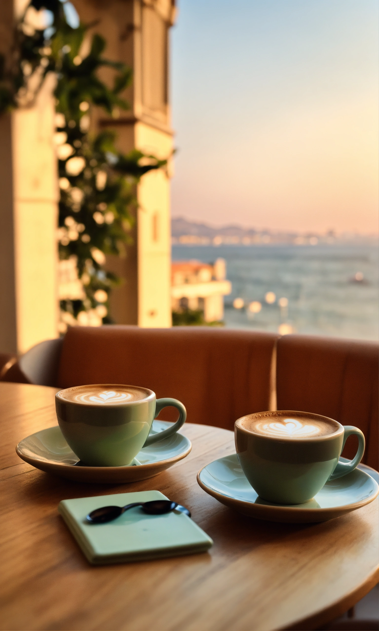 Lexica - Two cups coffee, table, seaview, cosy cafe, realistic, 4k ...