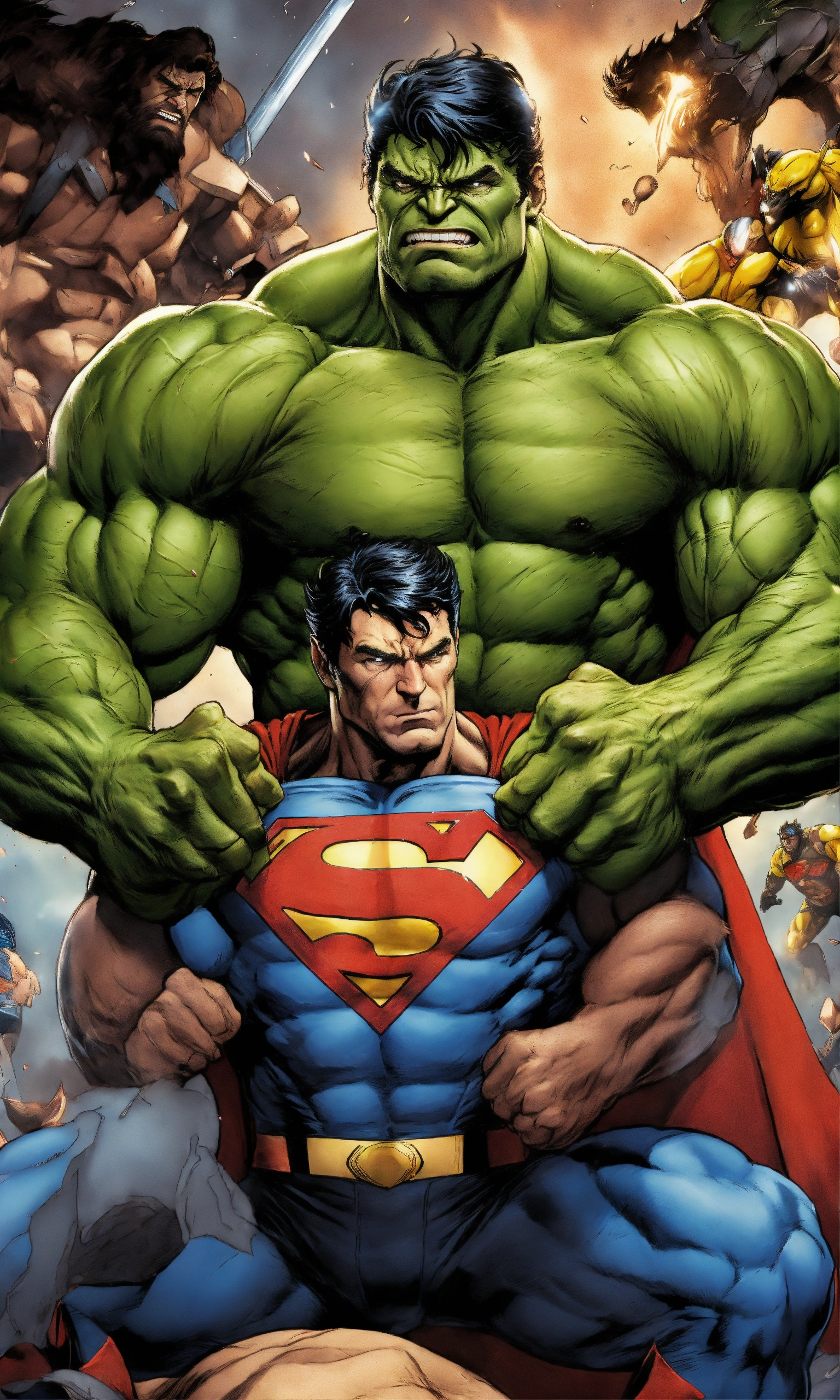 Lexica - Ronald reagan, hulk, superman, wolverine, posing for a picture ...