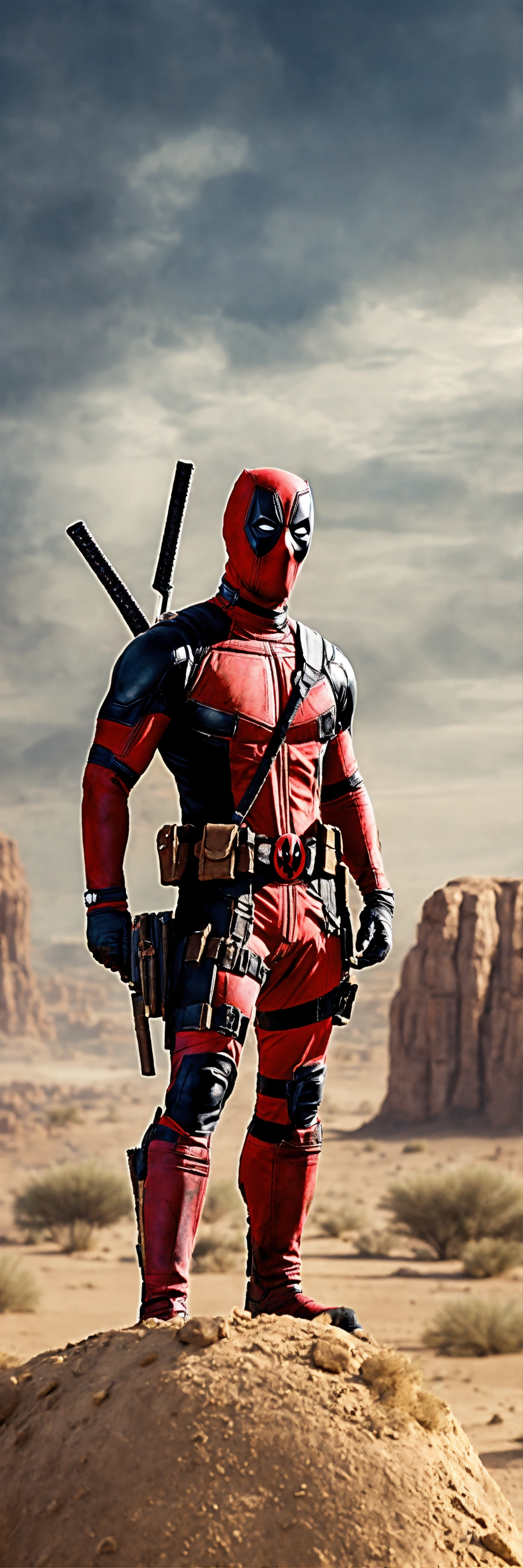 Lexica - Realistic, deadpool themmed bat, in the desert, amazing ...