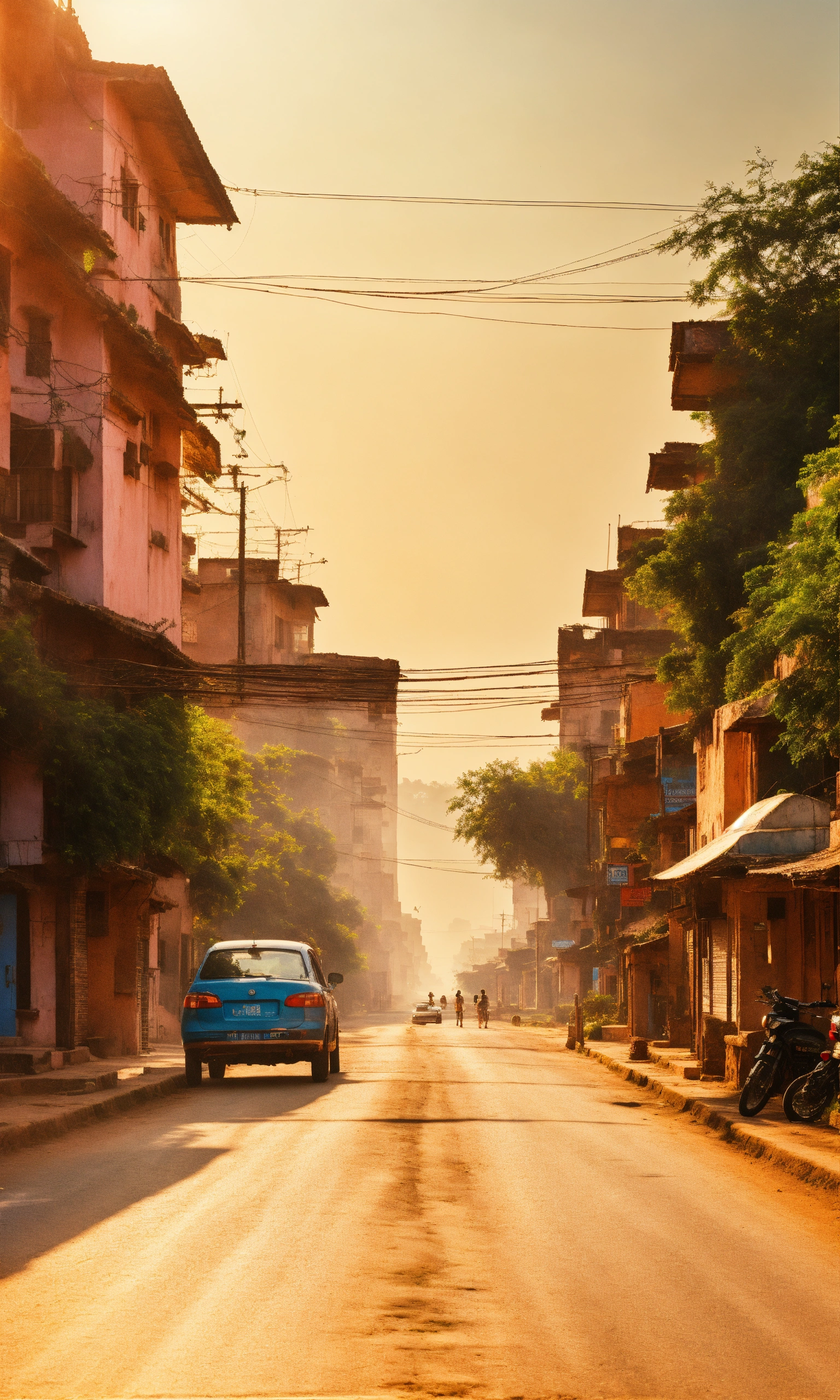 Lexica - Sunny day, road, indian city background, Landscape Photography ...