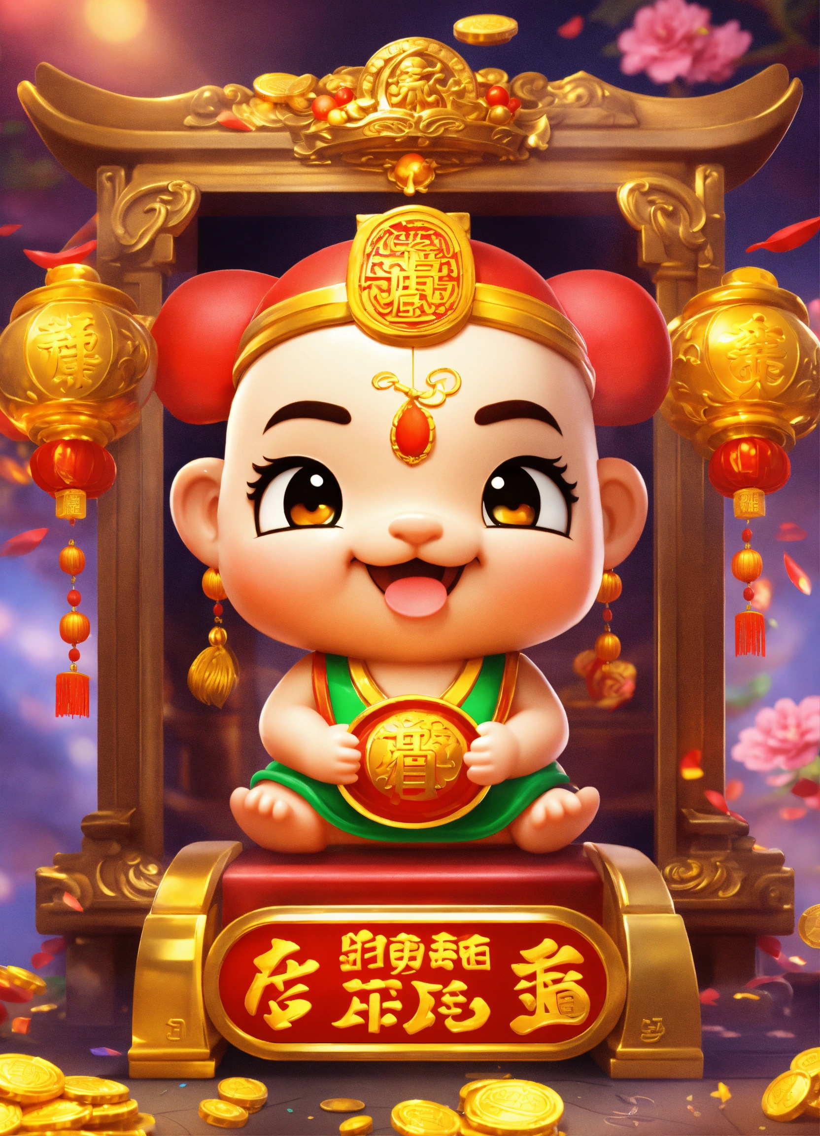 Lexica - 3D god of wealth (Chinese) slot machine game impressionistic ...