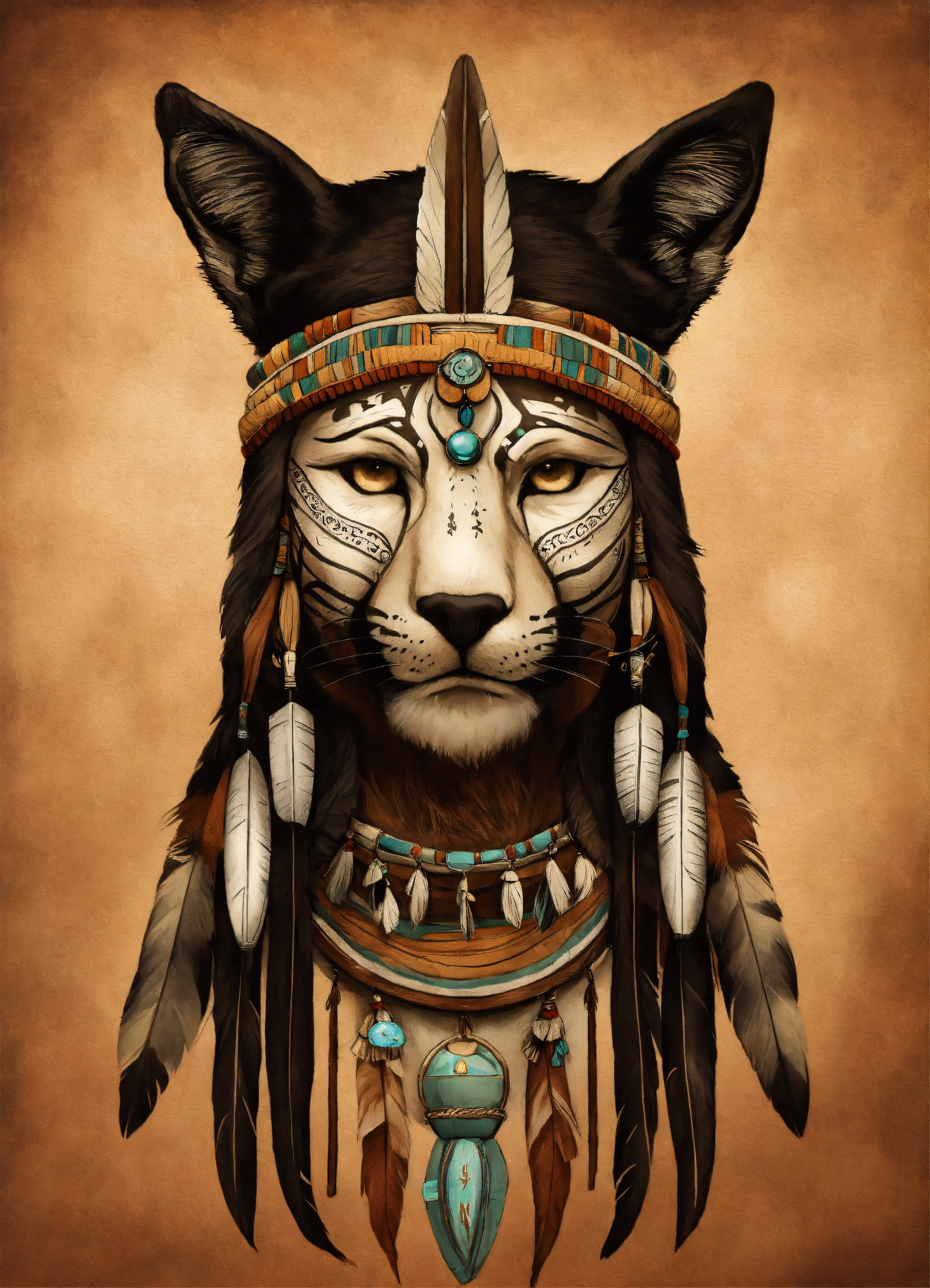 Lexica - Puma head ancestral shaman warrior, native american style ...