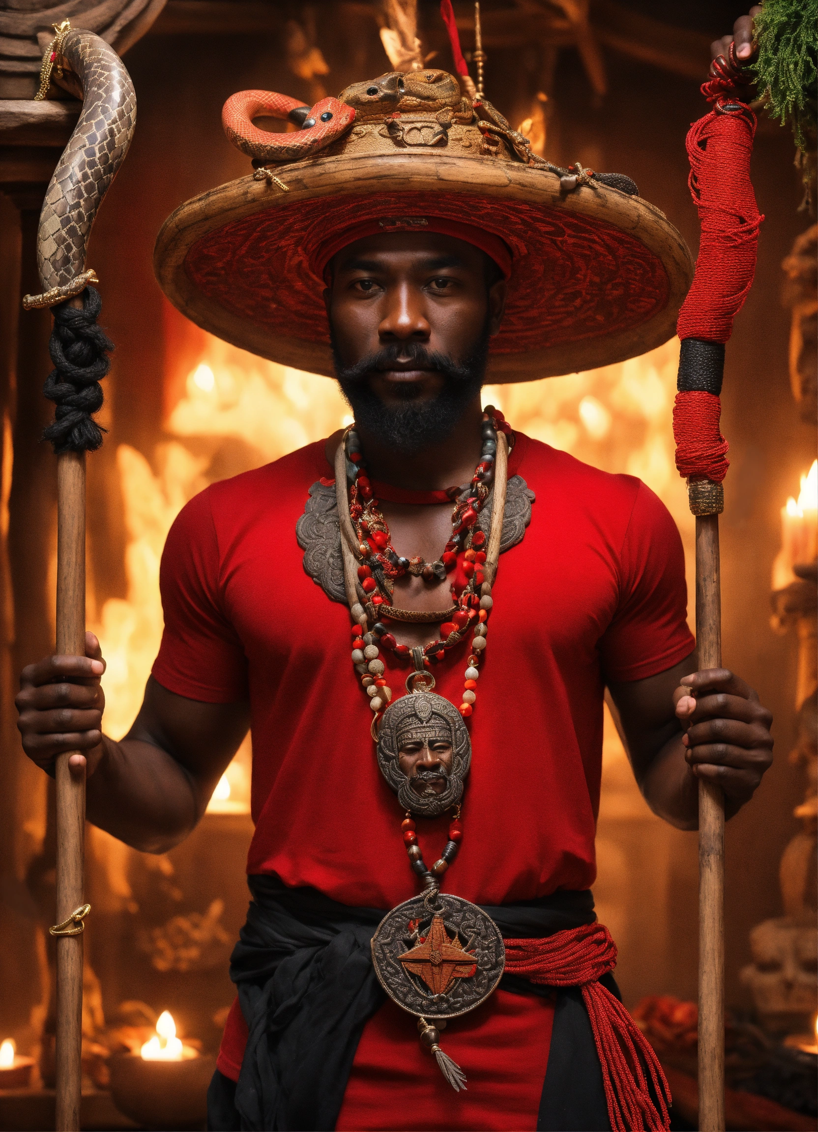 Lexica - Dark-skinned black man with a half-gray beard, yarey hat, red ...