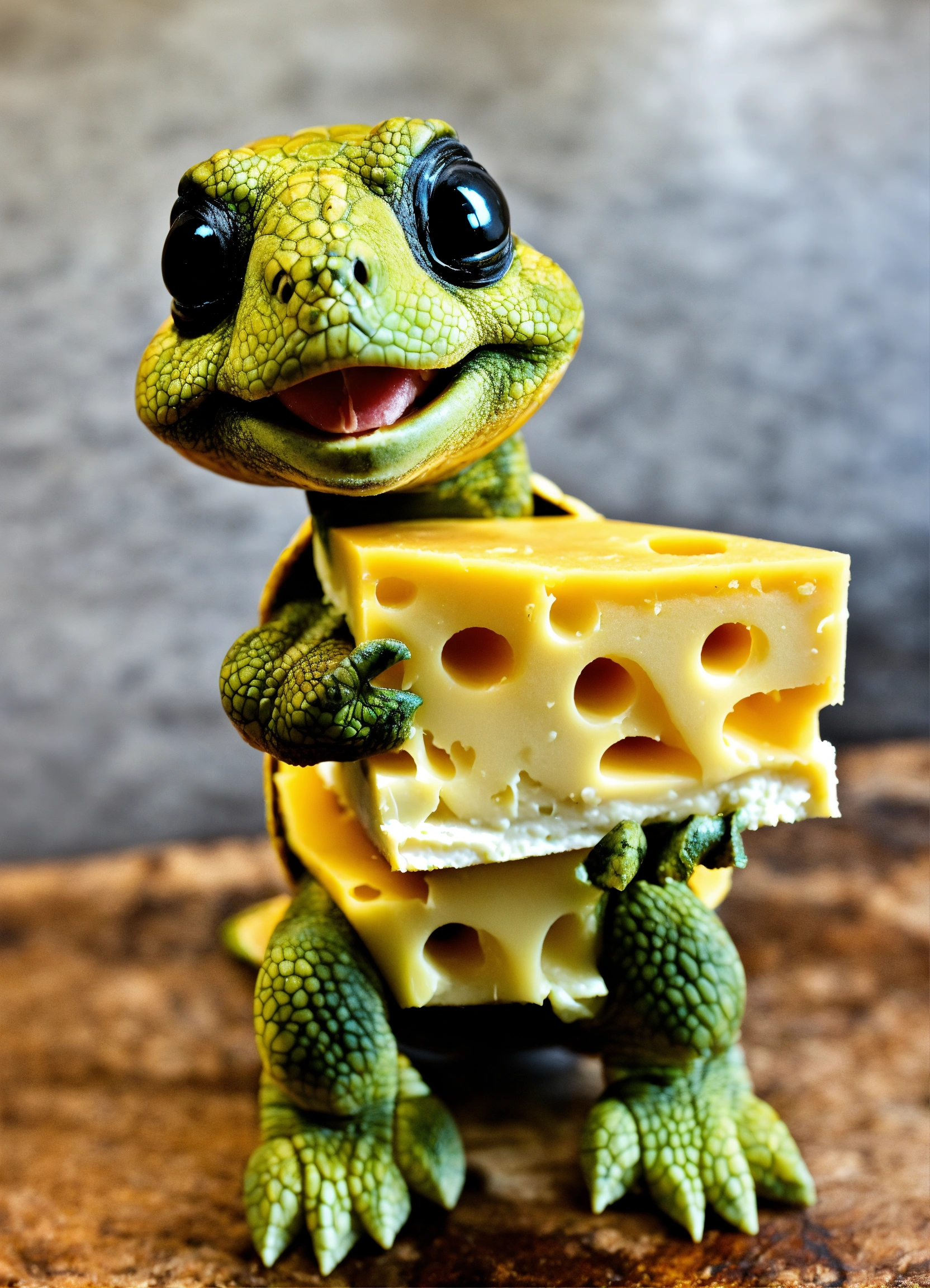 Lexica - A turtle holding a block of cheese