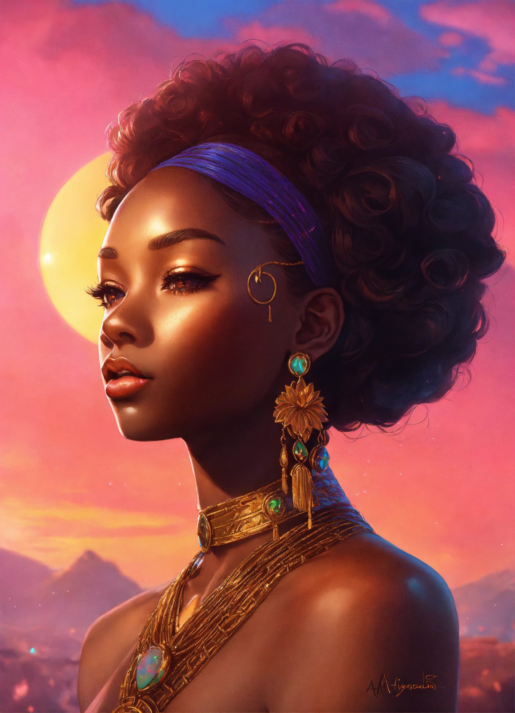 Lexica - Melanated princess, dark skin, gemstone earrings, pretty ...