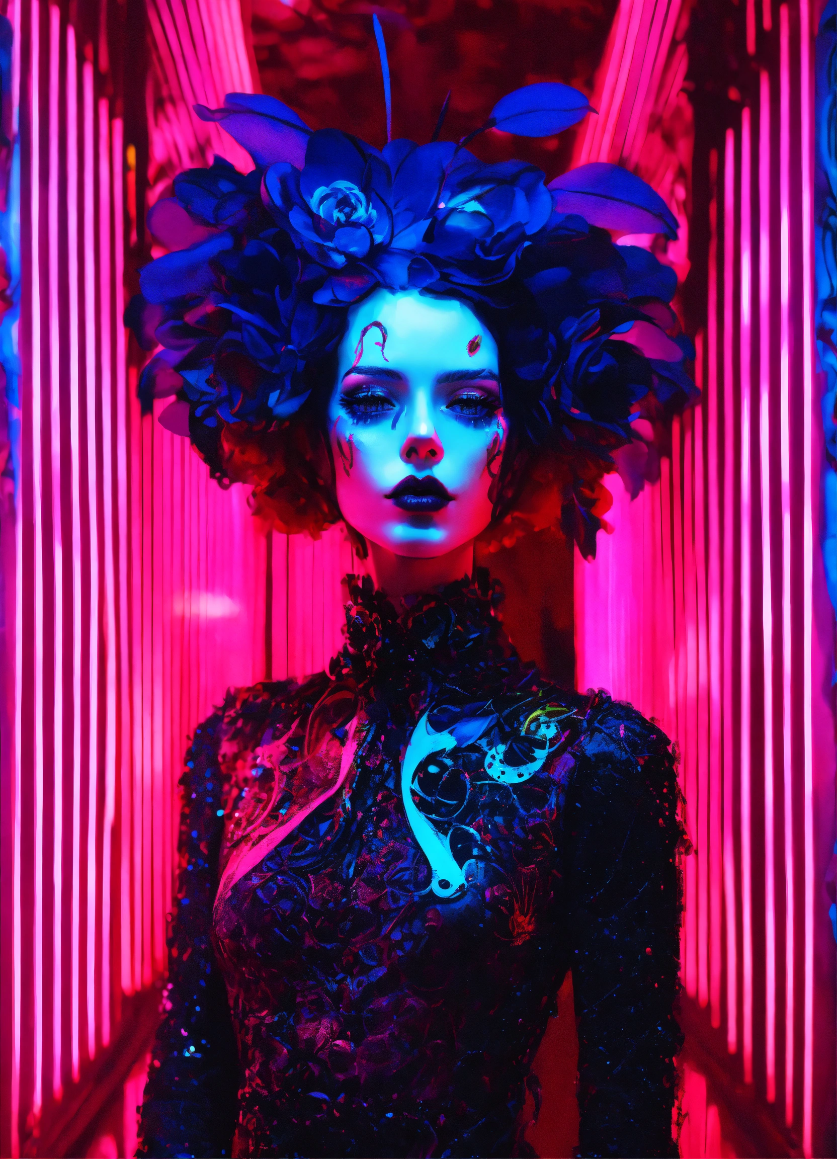 Lexica - Full body portrait Fashion, of Pinhead DMT black light glitter ...