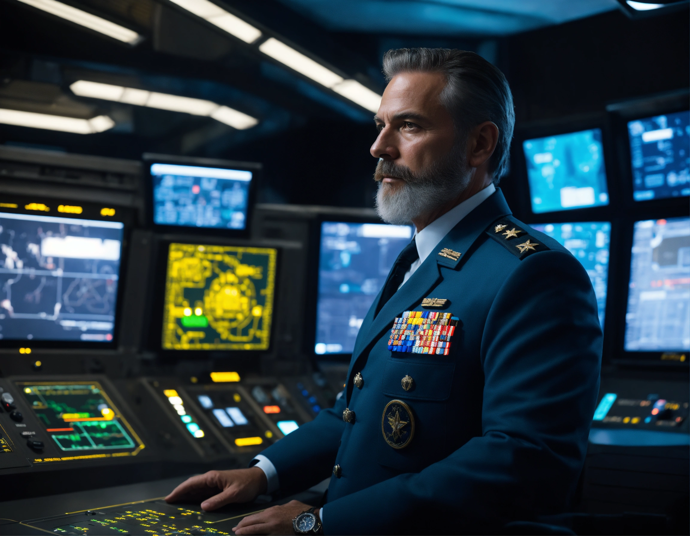 Lexica - 50 year old masculine star commander with sleek uniform and ...