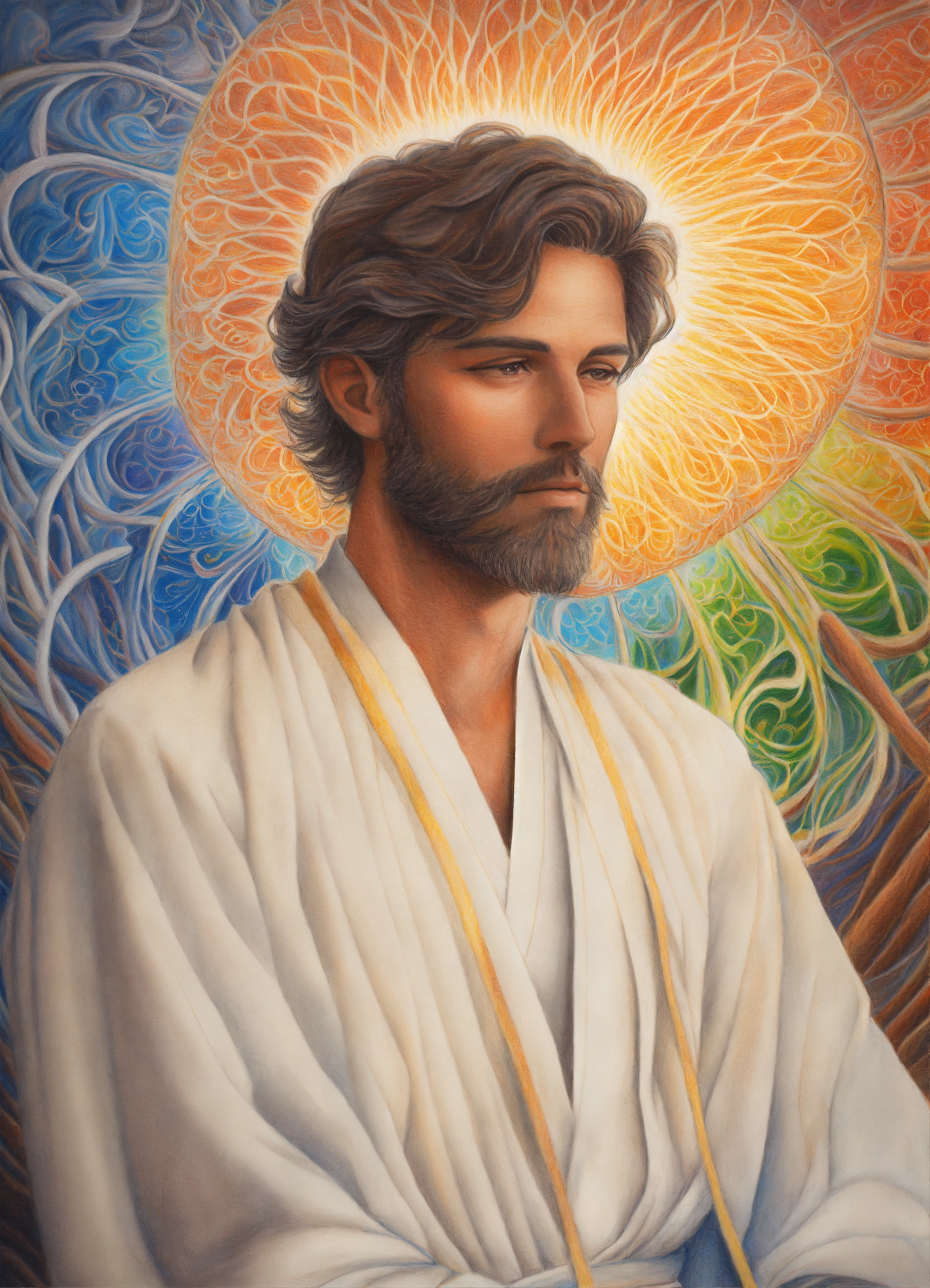 Lexica - Colored pencil drawing of an enlightened soul behind a man ...