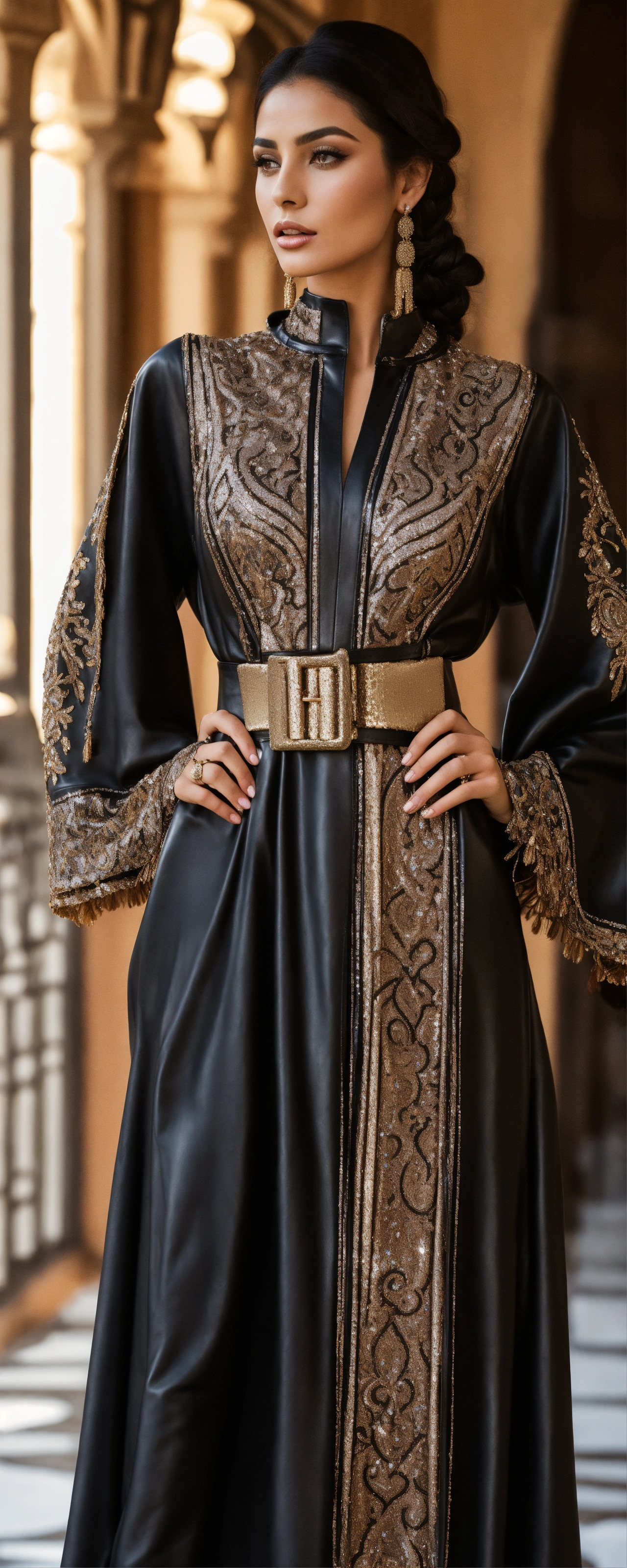 Lexica - Beautiful Arab women model, wearing luxury dress caftan , With ...