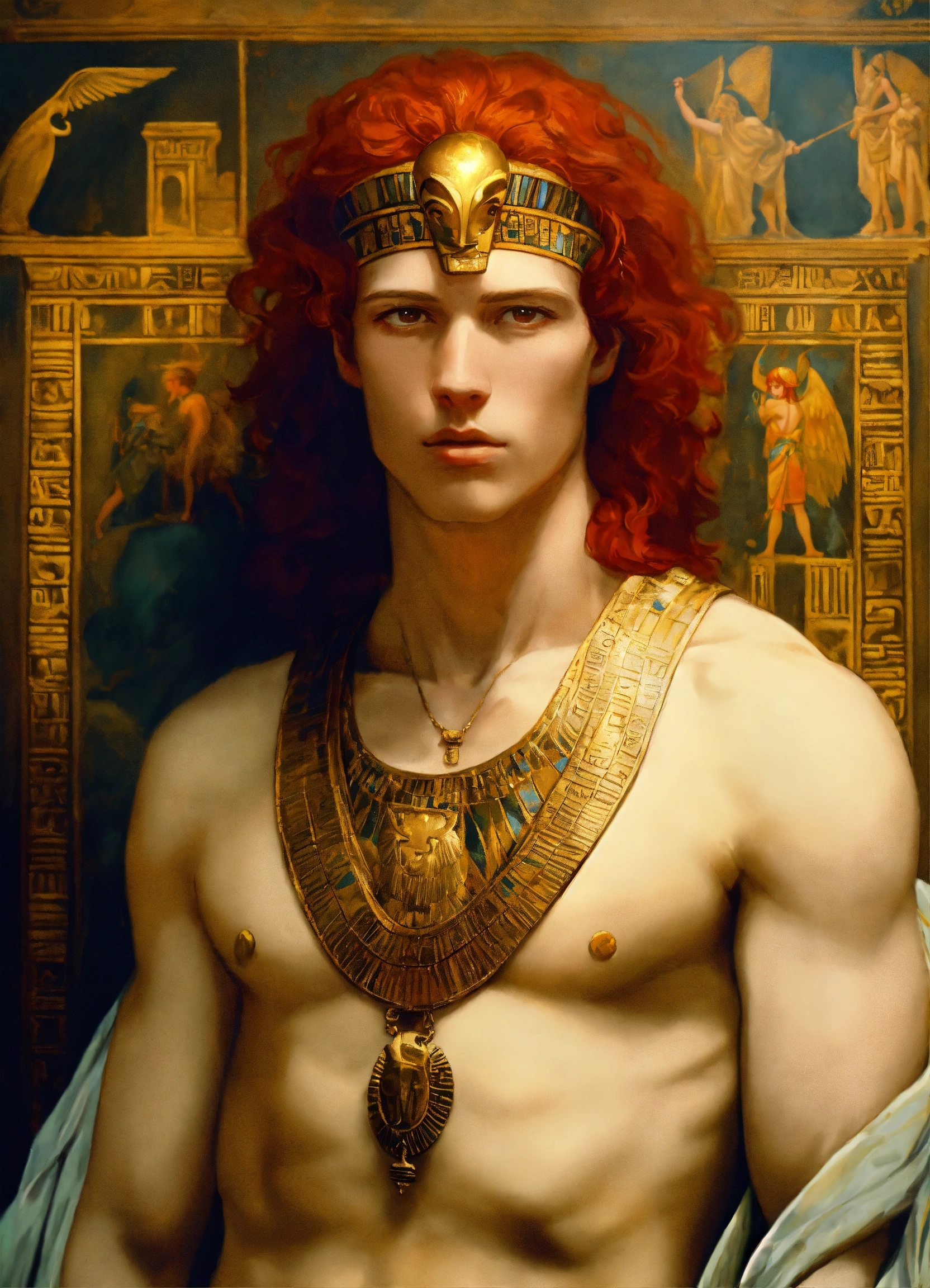 Lexica - Red haired pale guy as a god of Egypt. Renaissance painting