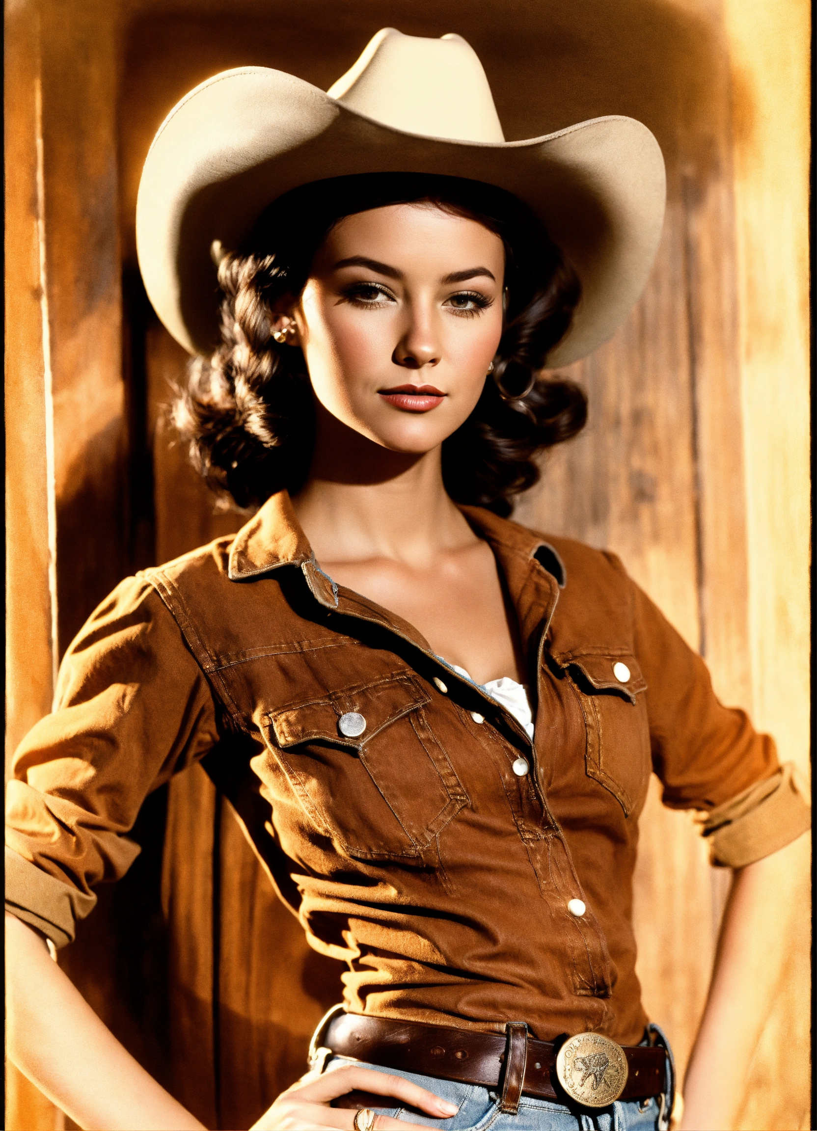 Lexica - Gil elvrgen art style of a southern belle wearing a denim wild ...