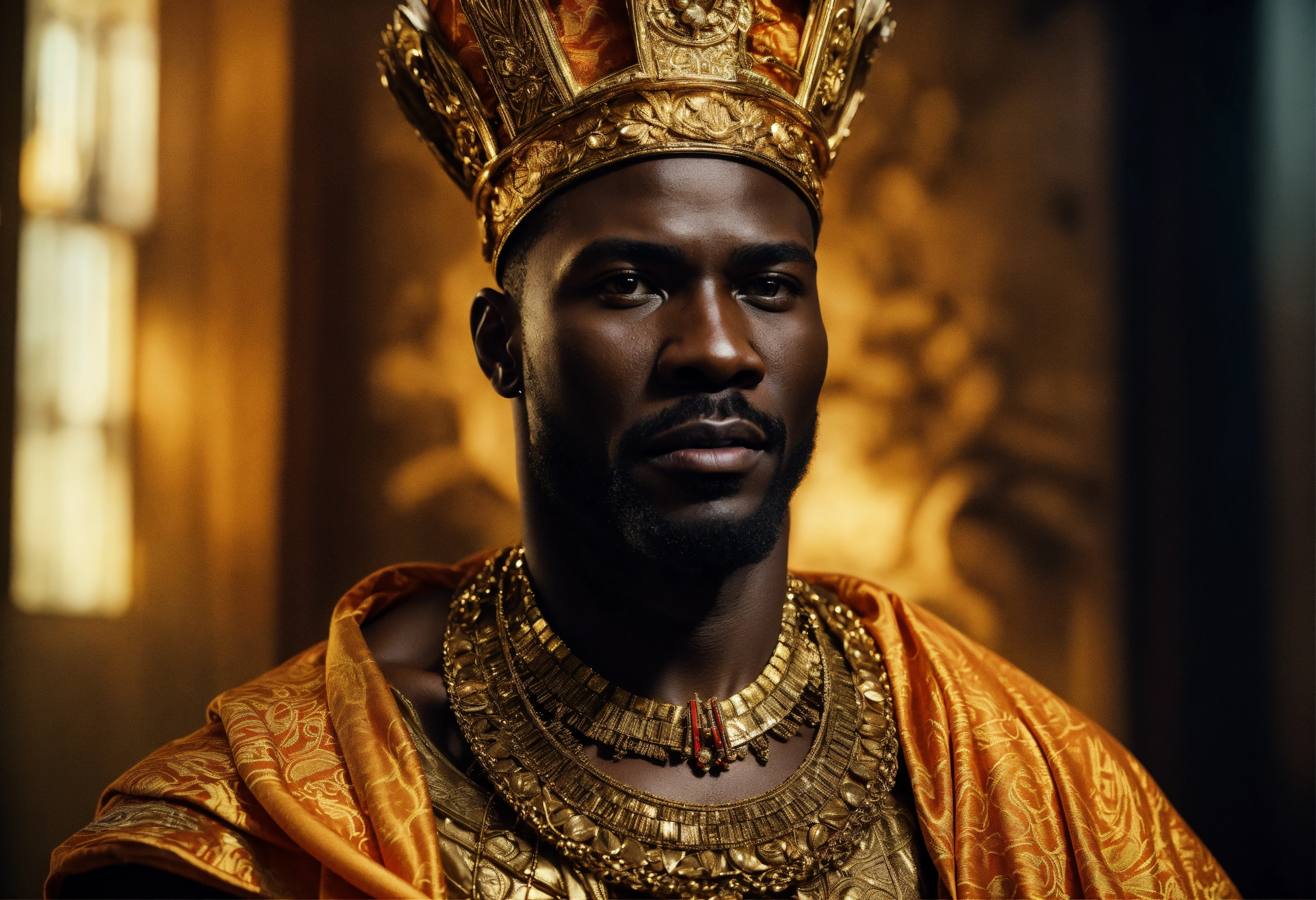 Lexica - Portrait of a stunningly beautiful middle age ghanaian king in ...