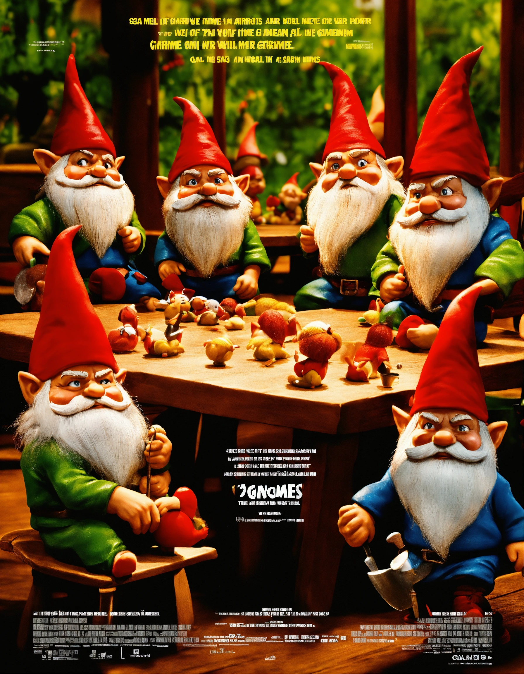 Lexica - A film poster for 12 Angry Gnomes, but all the gnomes have been replaced with Gnomes ...