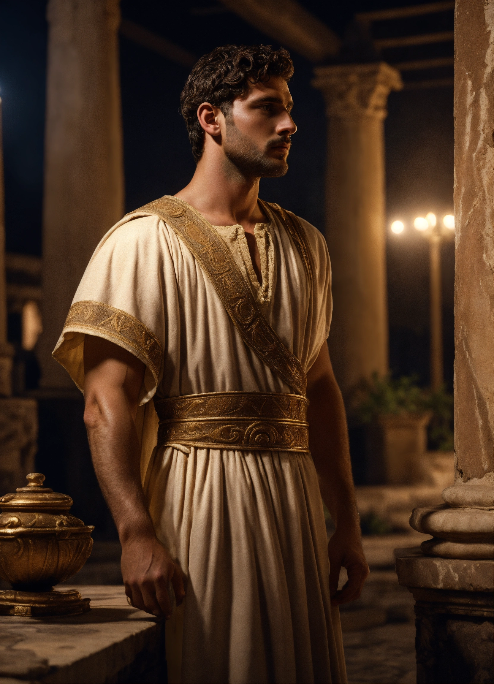 Lexica - A young rich handsome roman man wearing a light-colored tunic ...