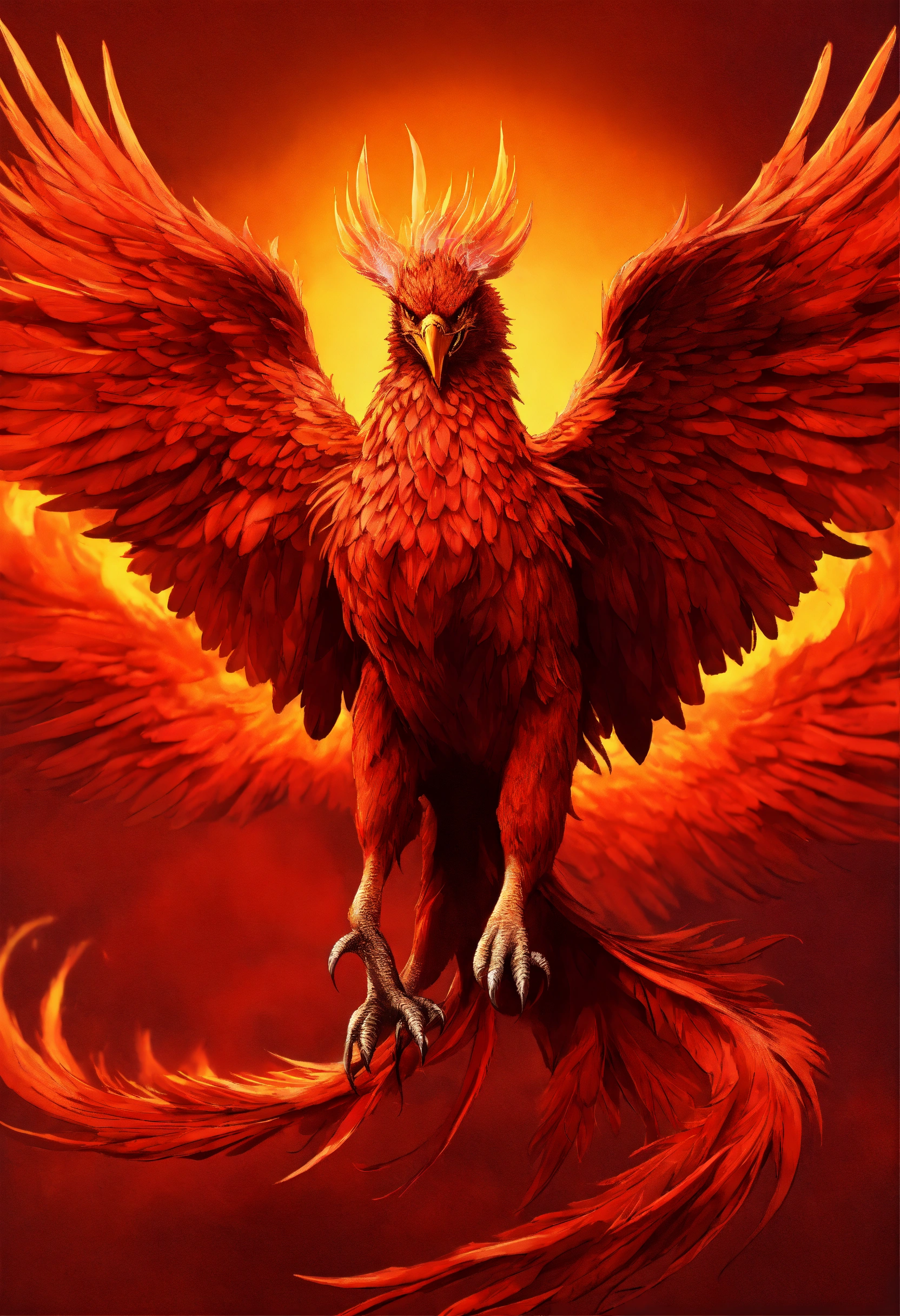 Lexica - Angry phoenix; full body; ultra-realistic; solid vibrant red ...