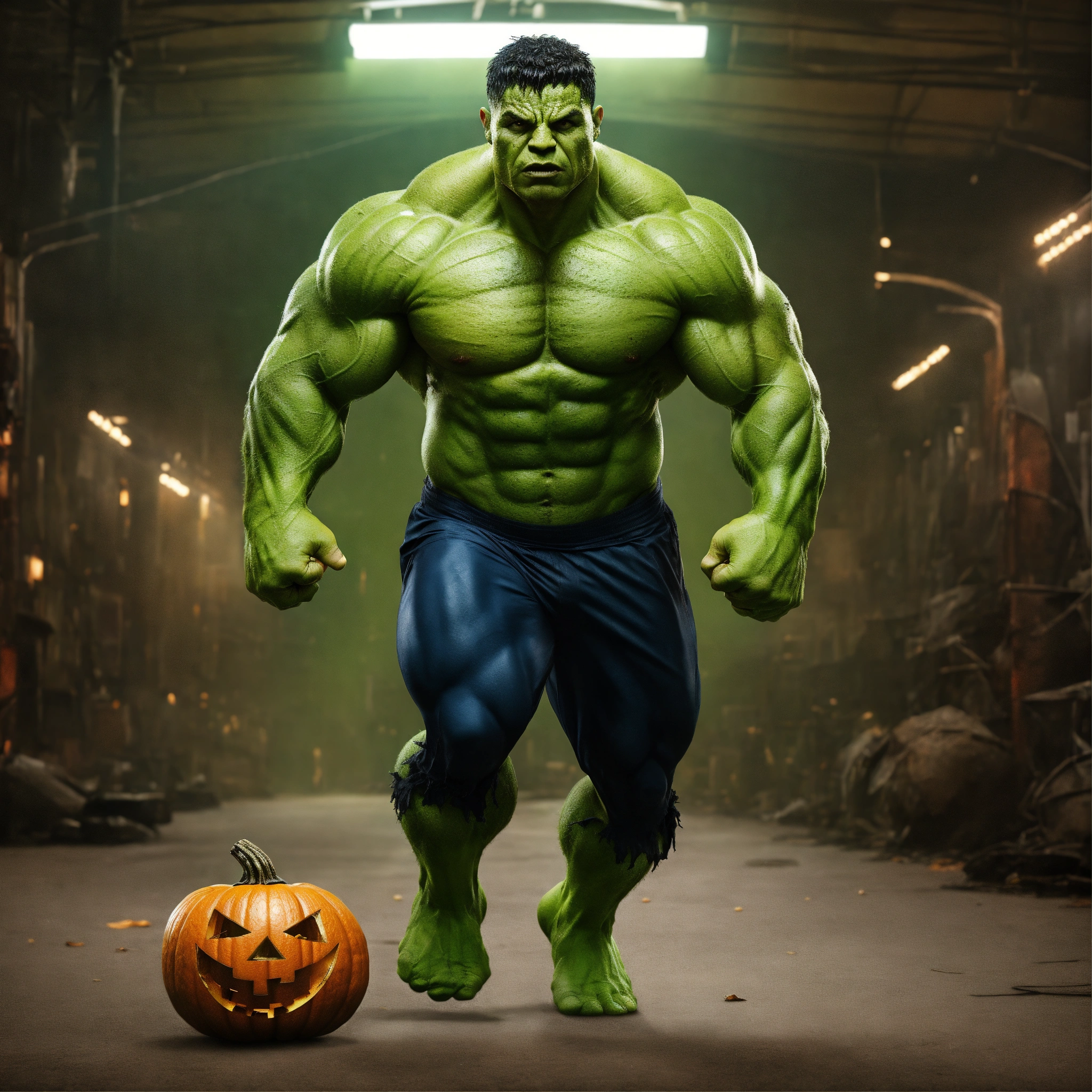 Lexica - Ronaldo dressed for haloween as hulk, realistic 8k