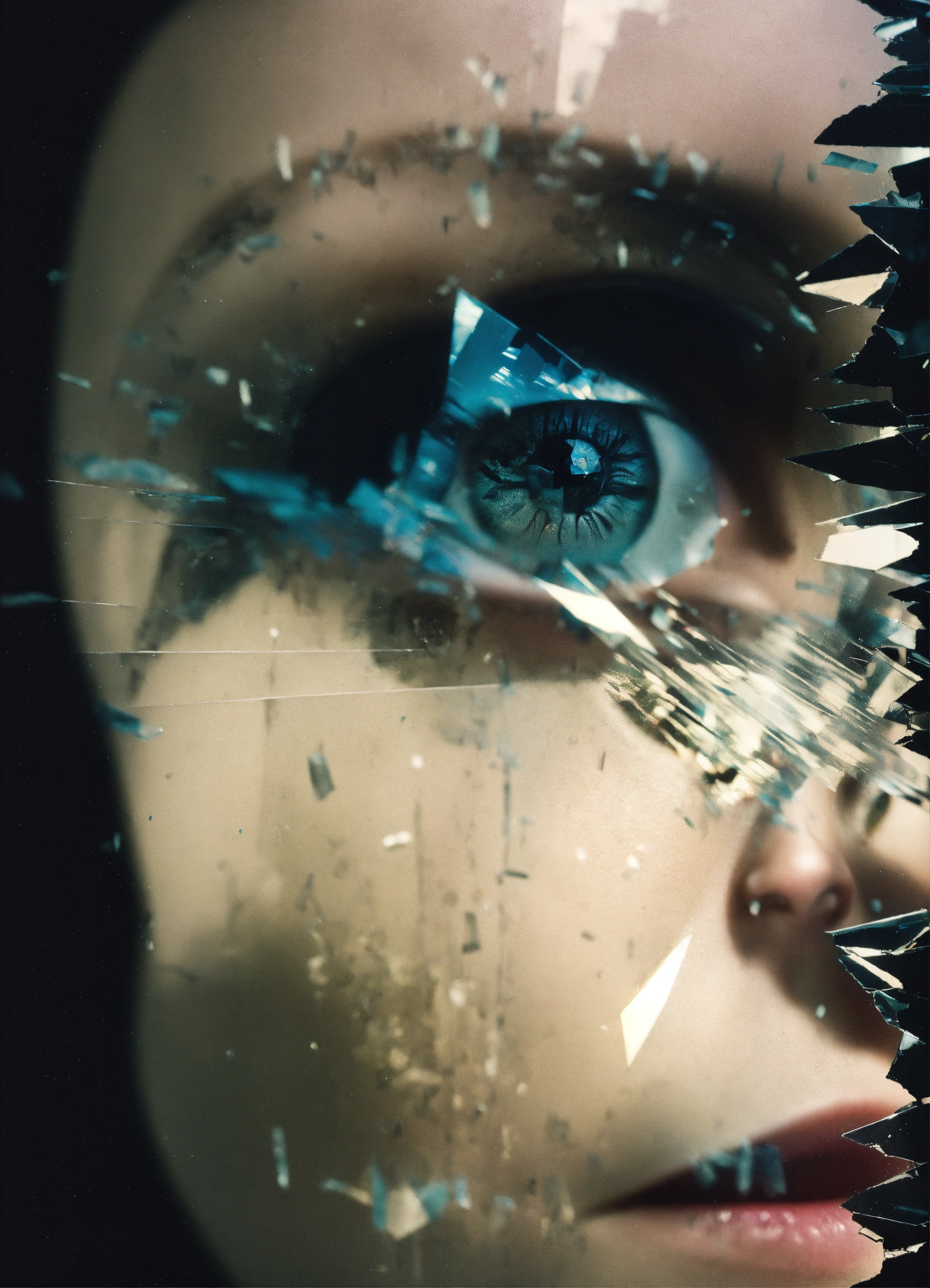 Lexica - Double Exposure photo, featuring eye, shattered mirror effect ...