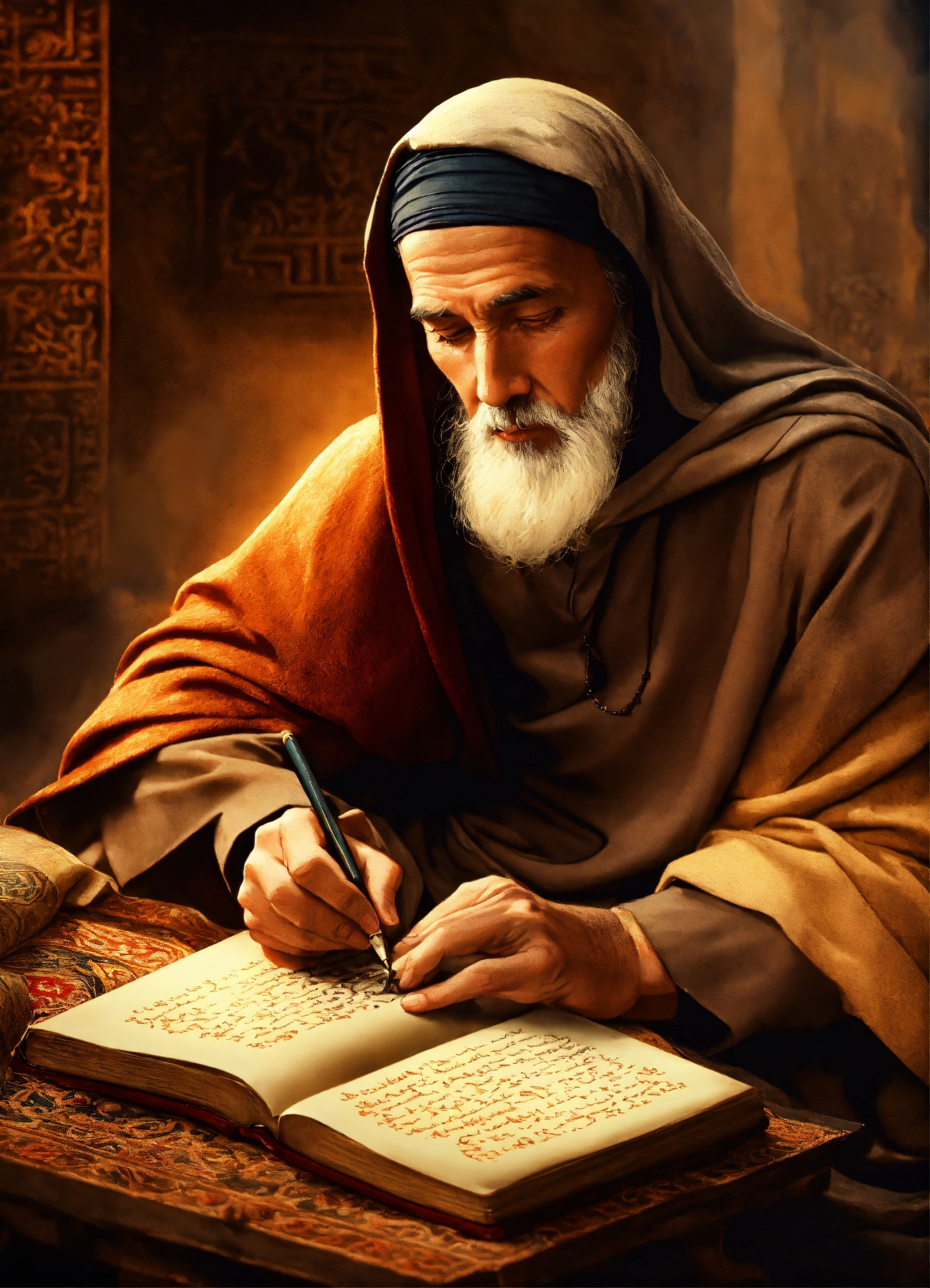 Lexica - Old Christian monk writing a book. Ancient Middle East ...
