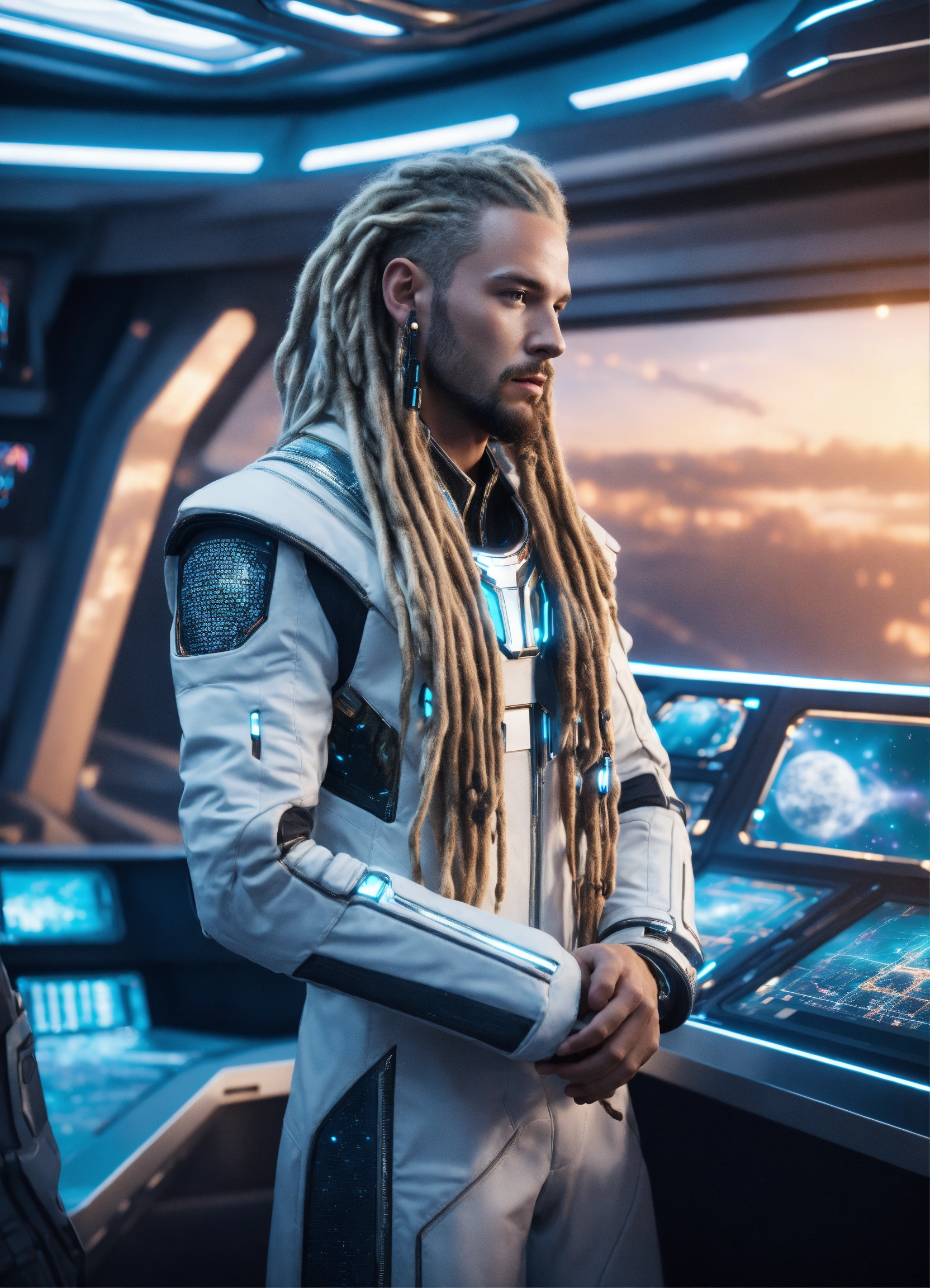 Lexica - Scruffy white guy with long blonde dreadlocks in futuristic ...
