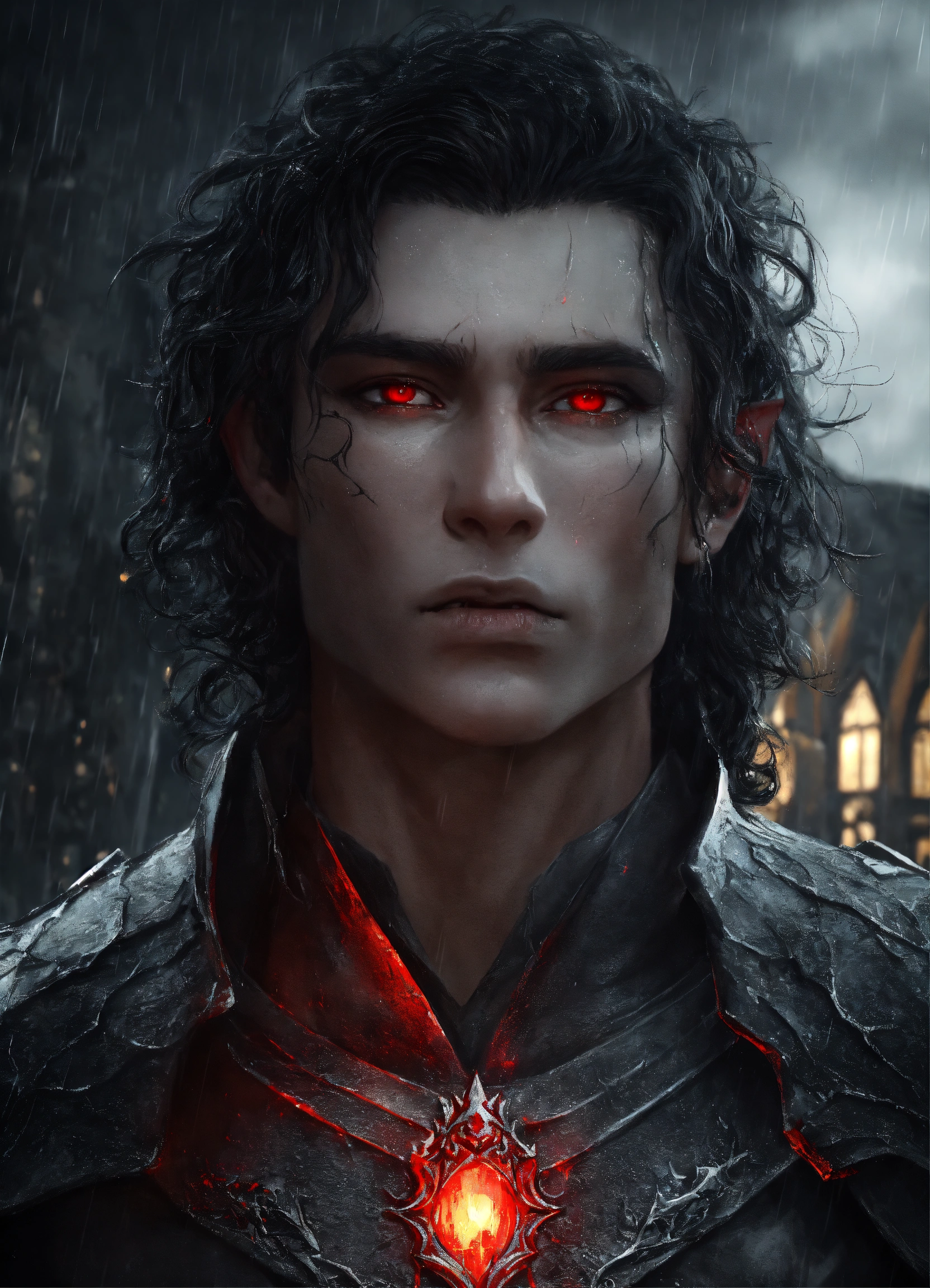 Lexica - Fantasy portrait of a ash-grey skinned elf, masculine ...