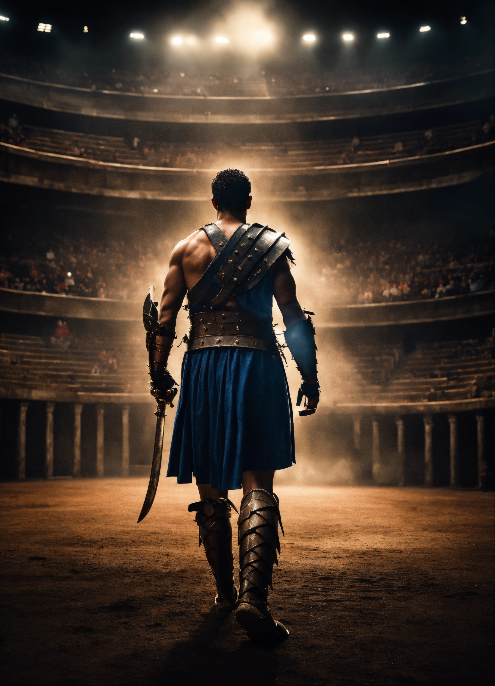 Lexica - Gladiator from the back entering in arena, dark atmosphere, he ...