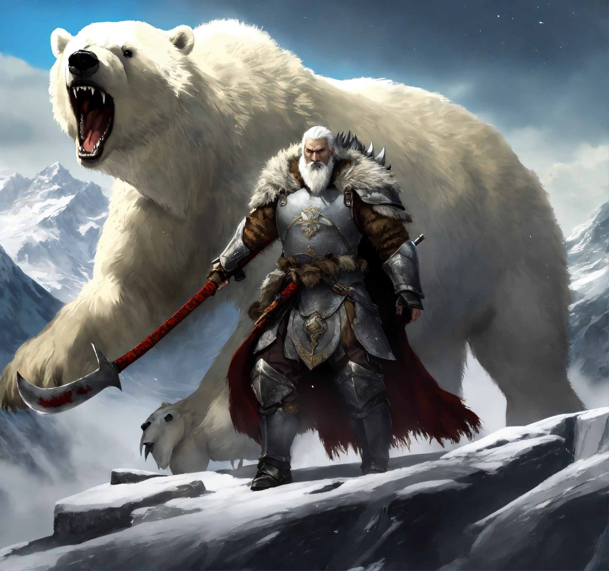 Lexica - Fantasy setting, a sinister-looking Human Lord, wearing bear ...