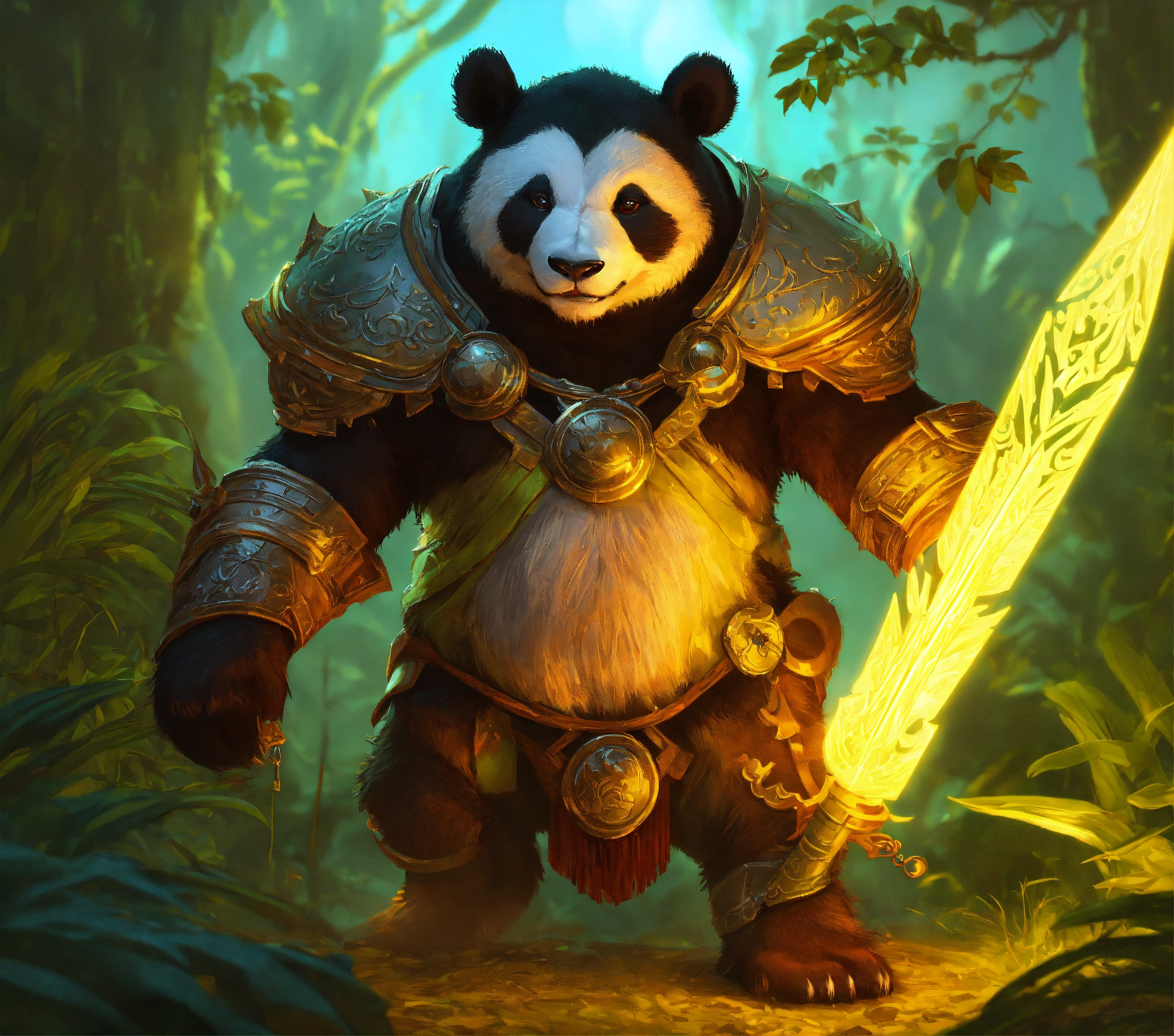 Lexica - Epic professional digital art of orc panda bear druid, radiant ...