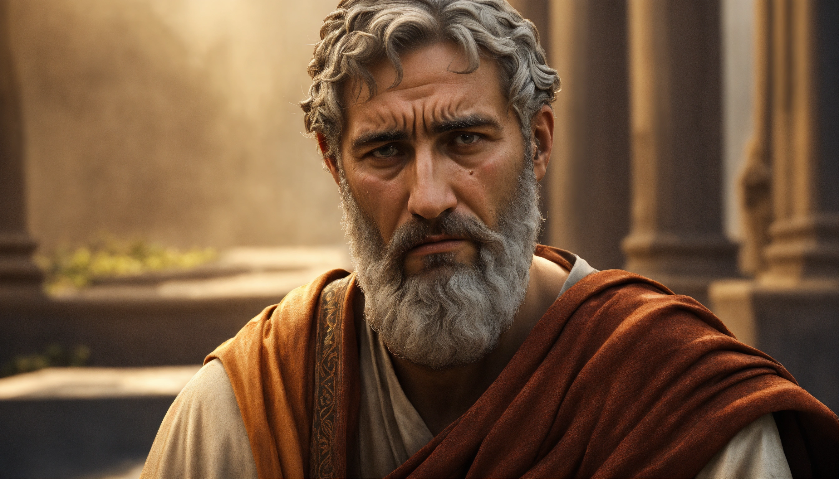 Lexica - Poor stoic man, bearded, with problems, cryinghand on forhead ...