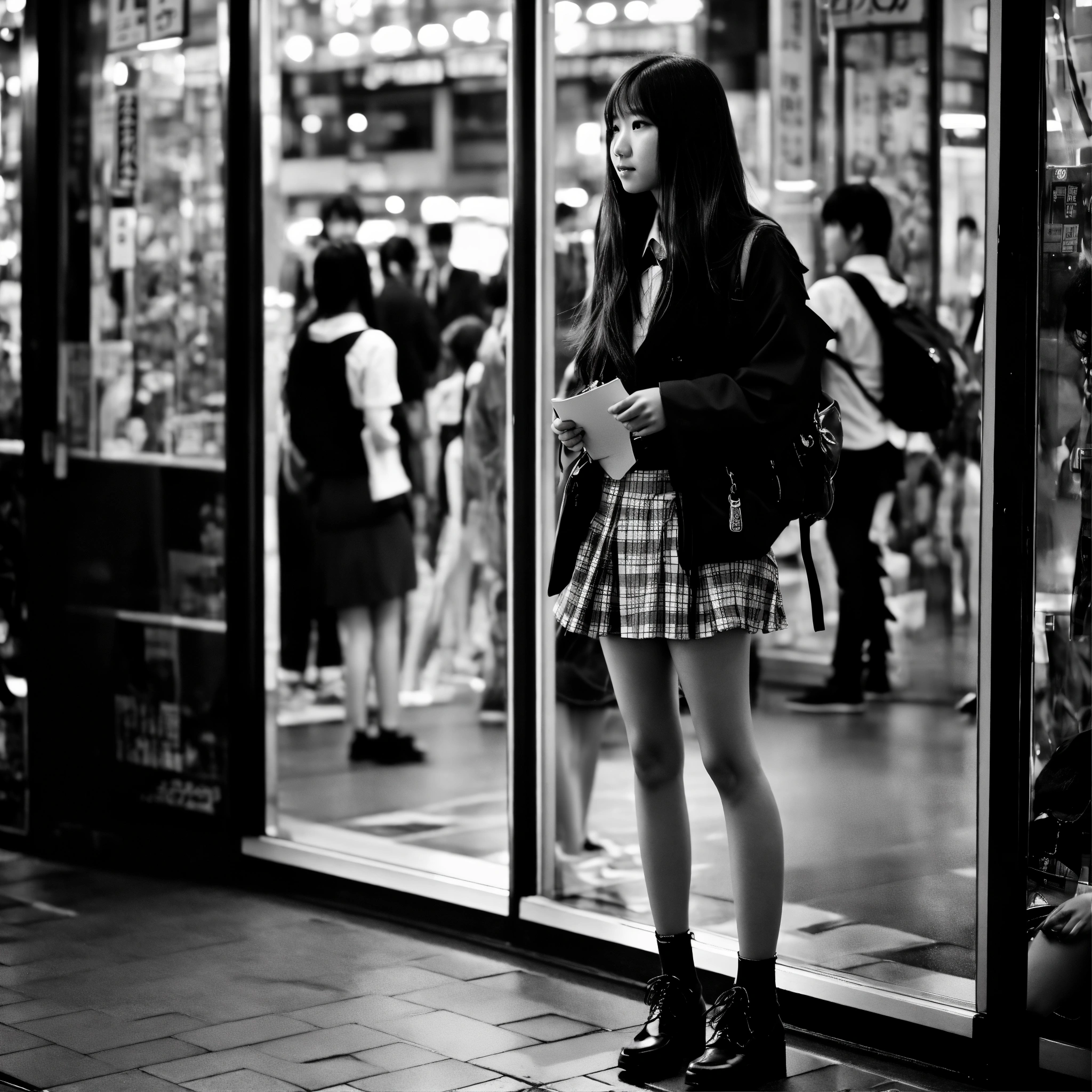 Lexica Detailed Black And White Photos Of A Beautiful Japanese Beautiful High School Girl With