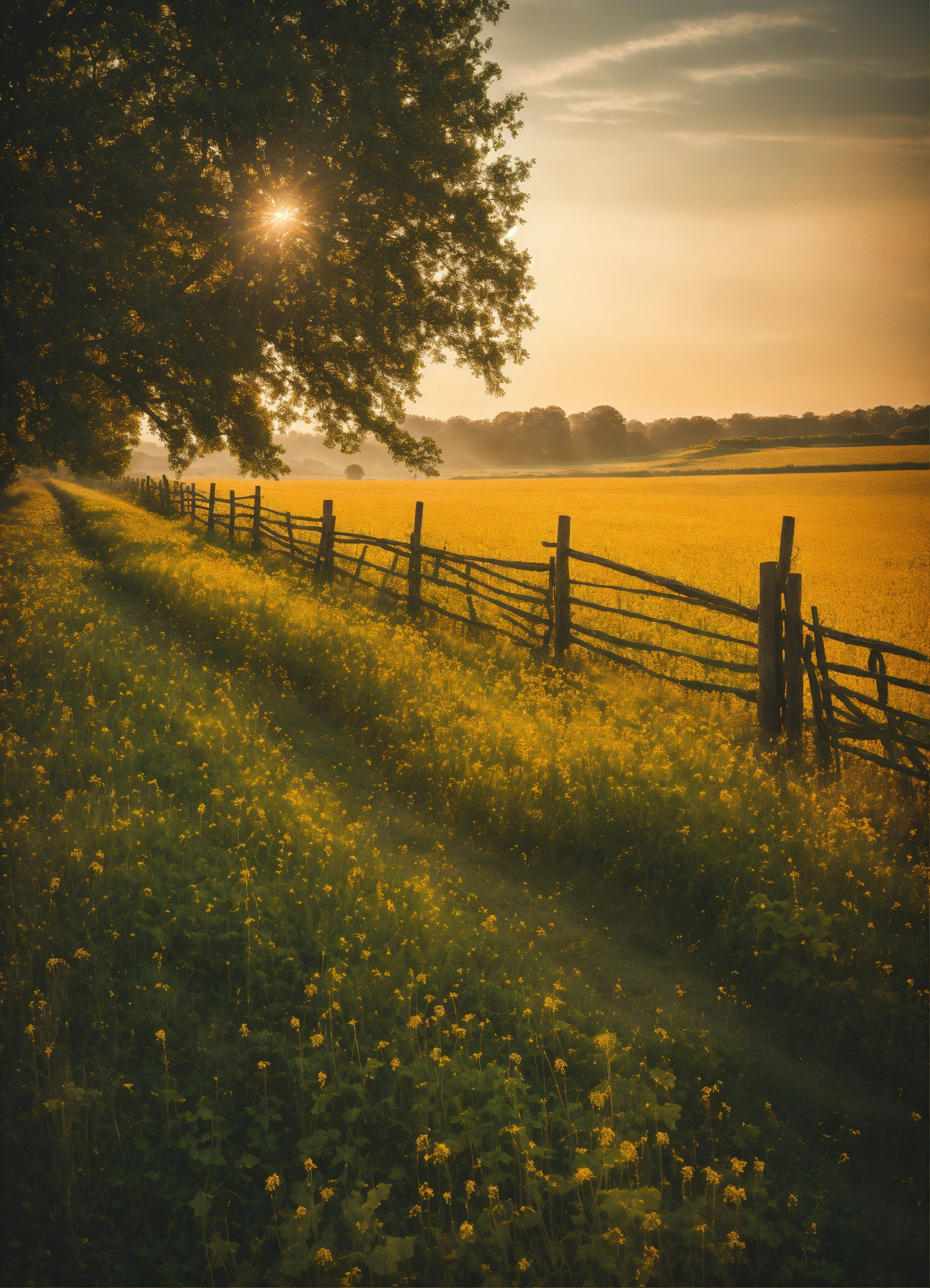 Lexica - HD Vintage Field Landscape, an enchanting scene captured in ...