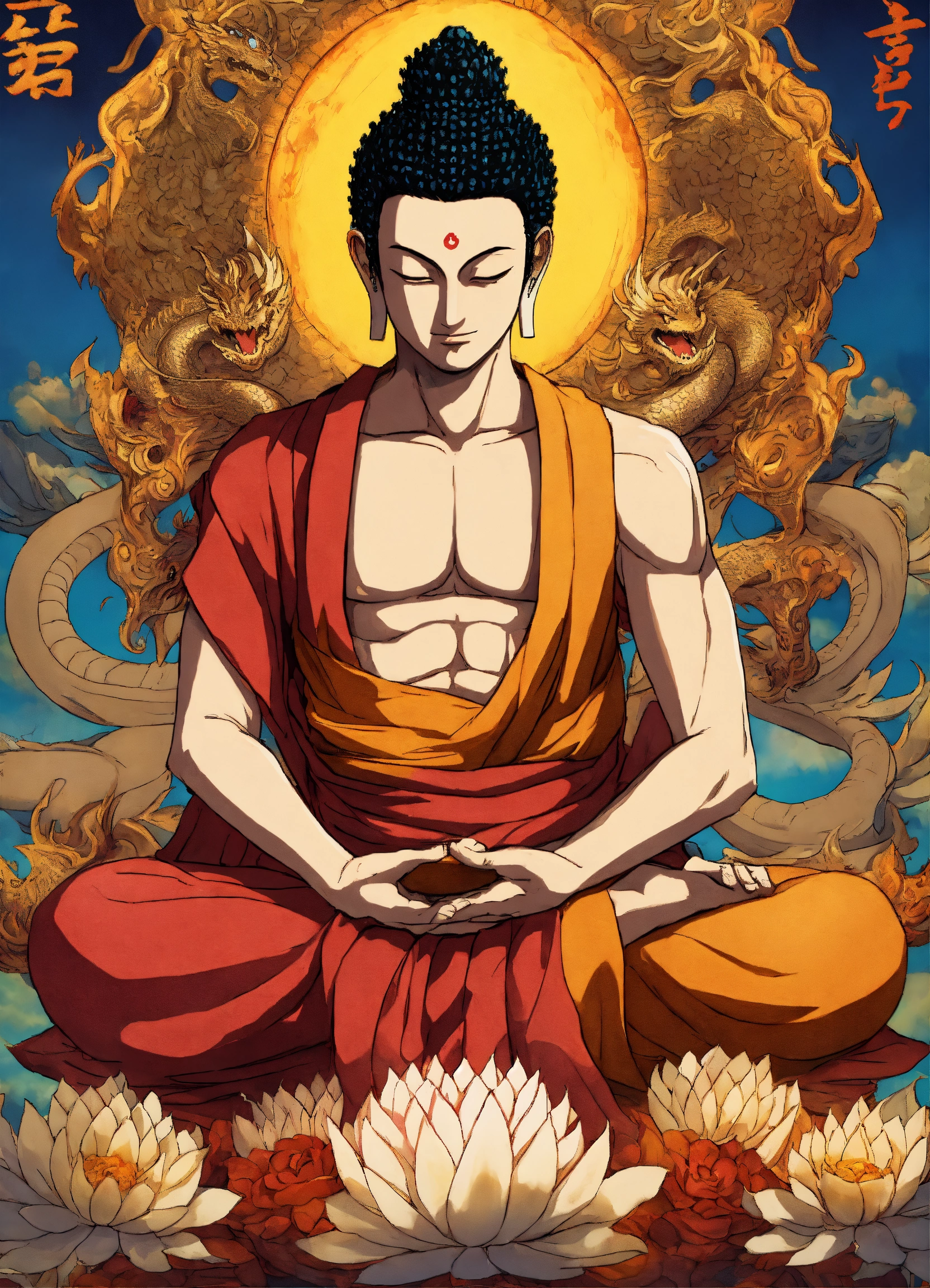 Lexica - Buddha LIKE ACE ONE PIECE WITH MANGA STYLE AND with dragon