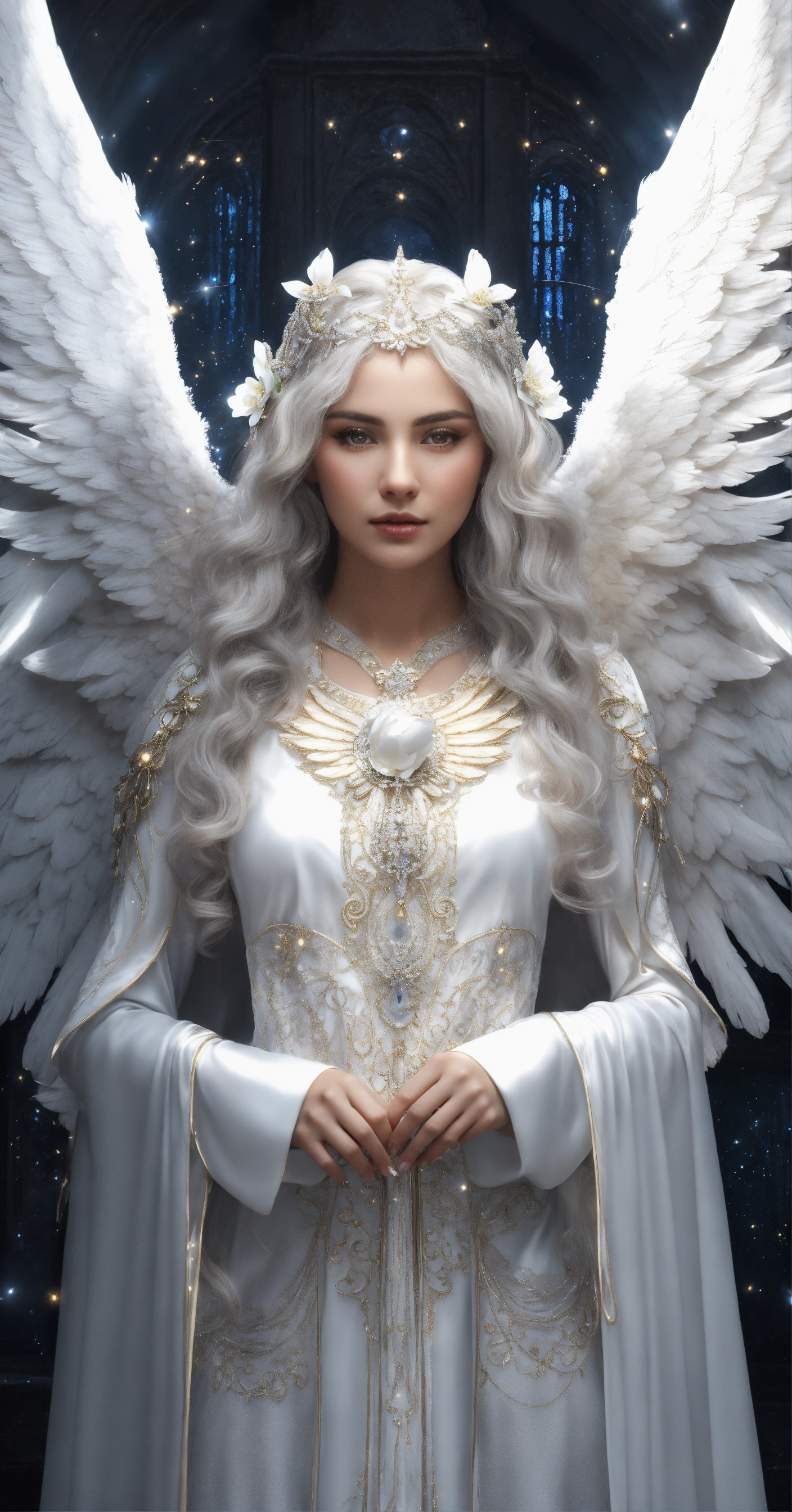 Lexica - Beautiful and perfect Angel Priestess woman with white angel ...