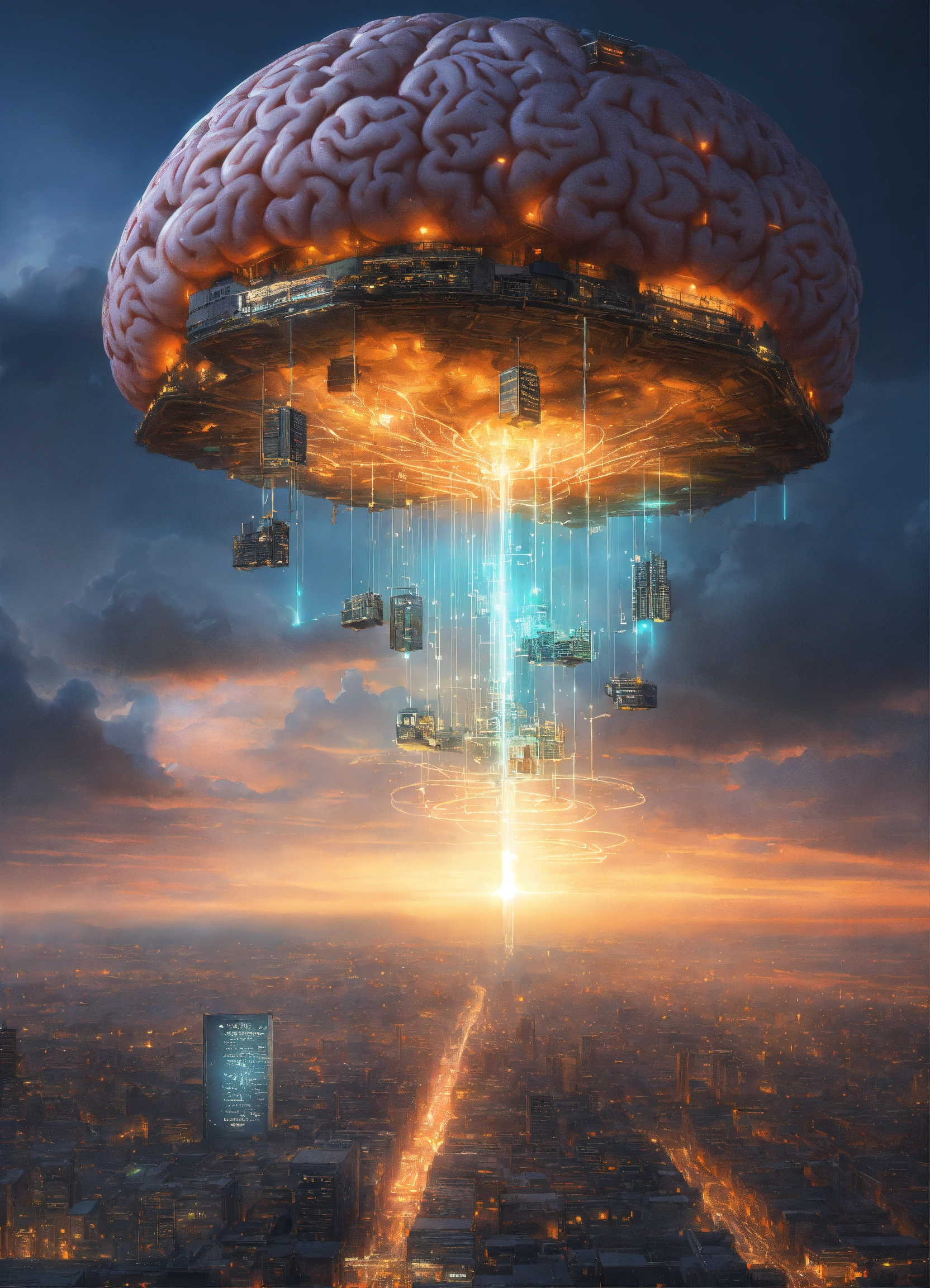 Lexica - A hyper-realistic photograph of a luminescent brain flying ...