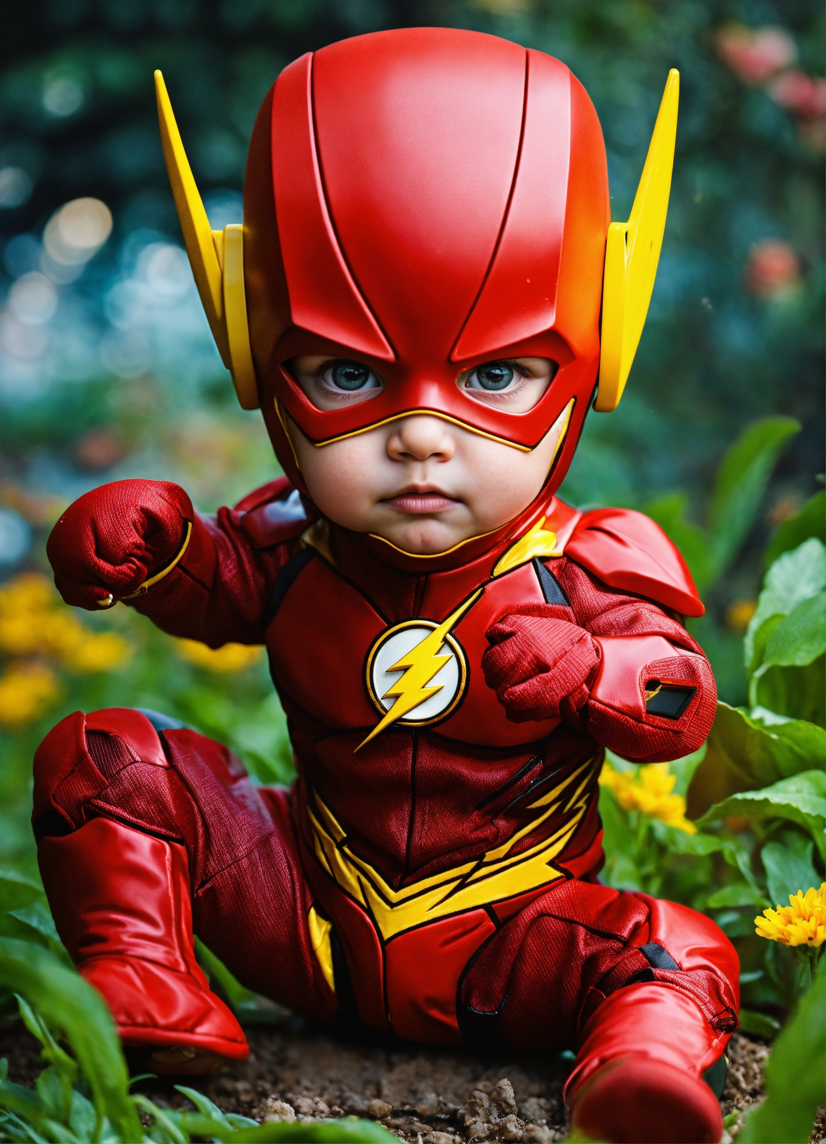 Lexica - Realistic, baby the flash playing gun, in the garden, amazing ...