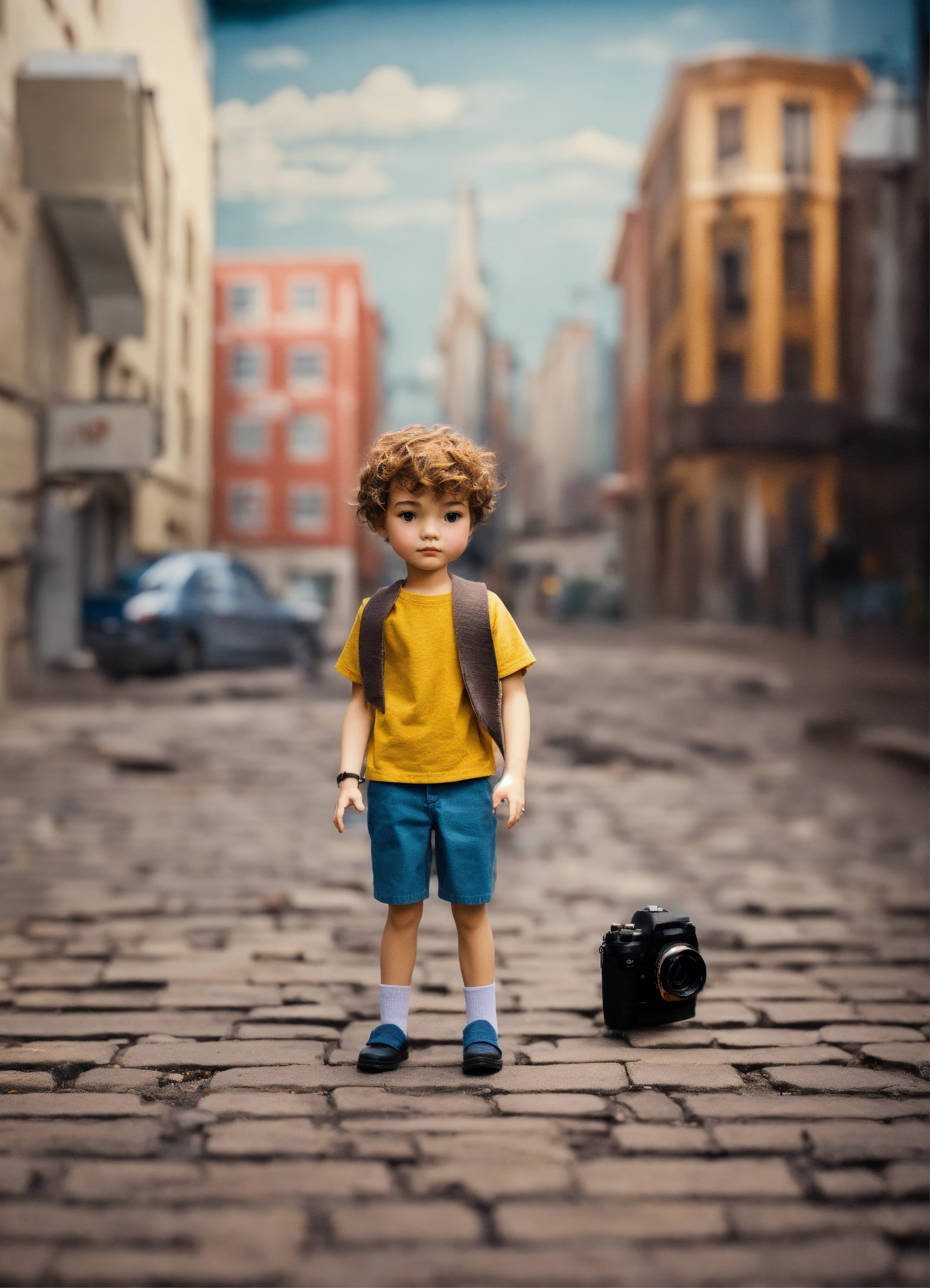 Lexica - Handcraft paper doll boy, escaping, background in the real ...