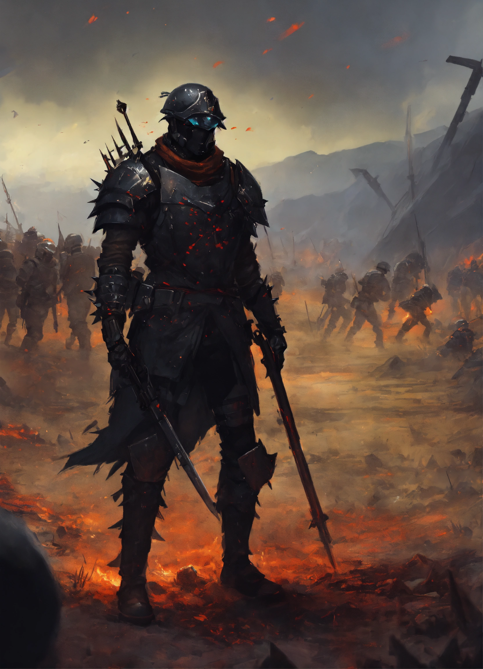 Lexica - A human soldier with a black spiked loriga segmentada armour ...