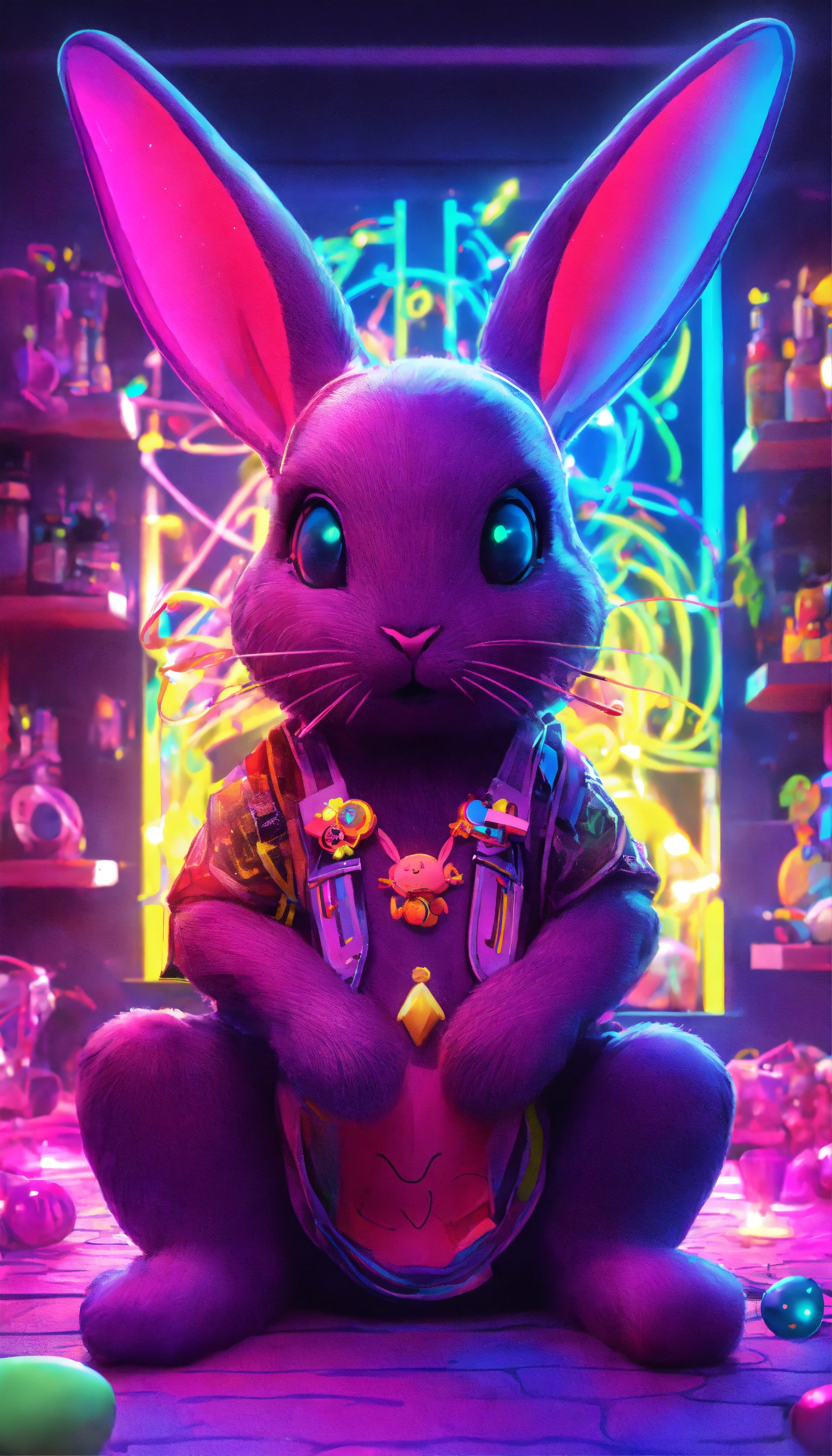 Lexica - Cute neon bunny magical --chaos 60