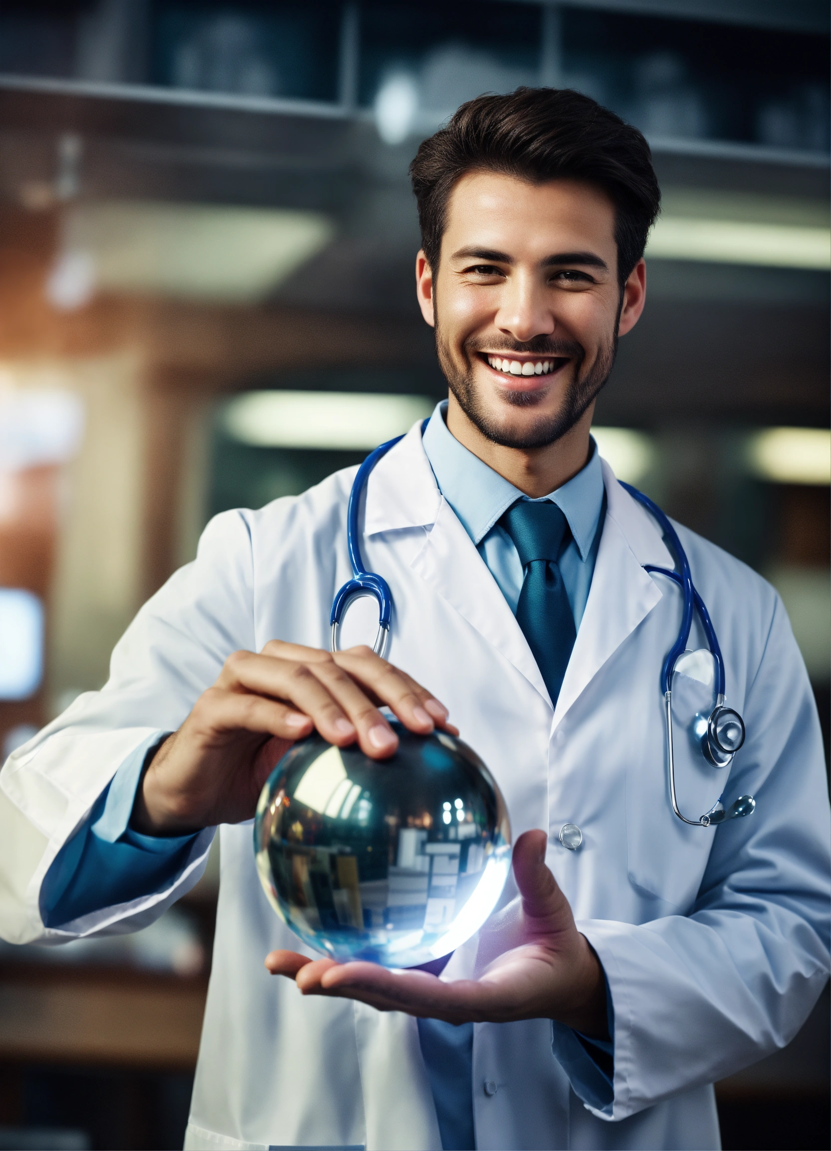 Lexica - A hyper-realistic photograph of a smiling doctor holds a ...