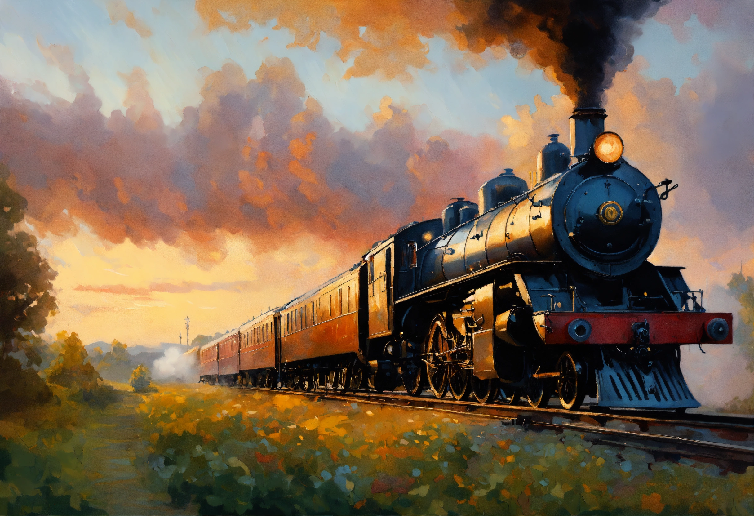 Lexica - Create a painting of an steam locomotive with tender big boy ...