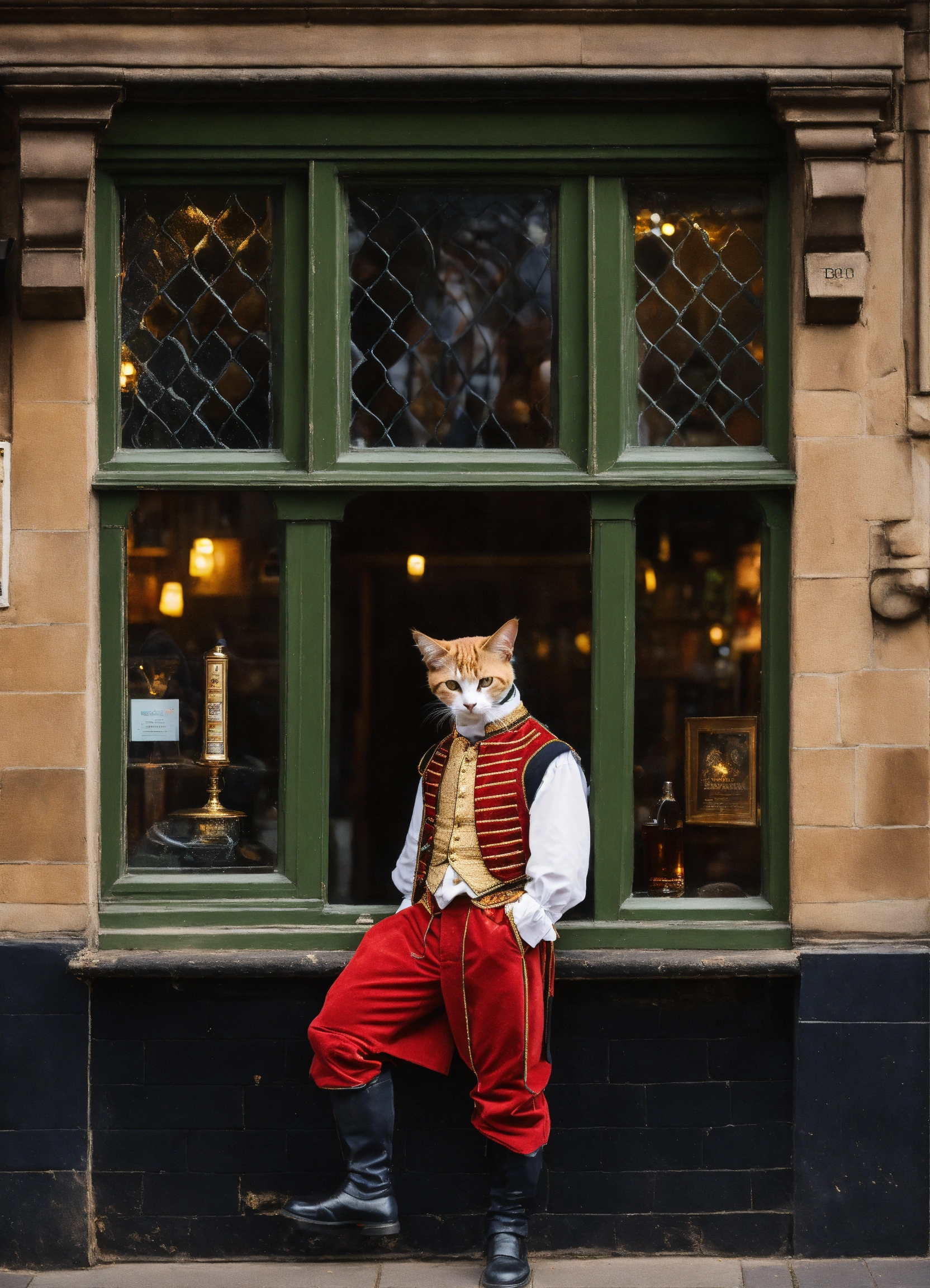 Lexica - Shaved headed Man stood outside a pub. pressing face up to pub ...