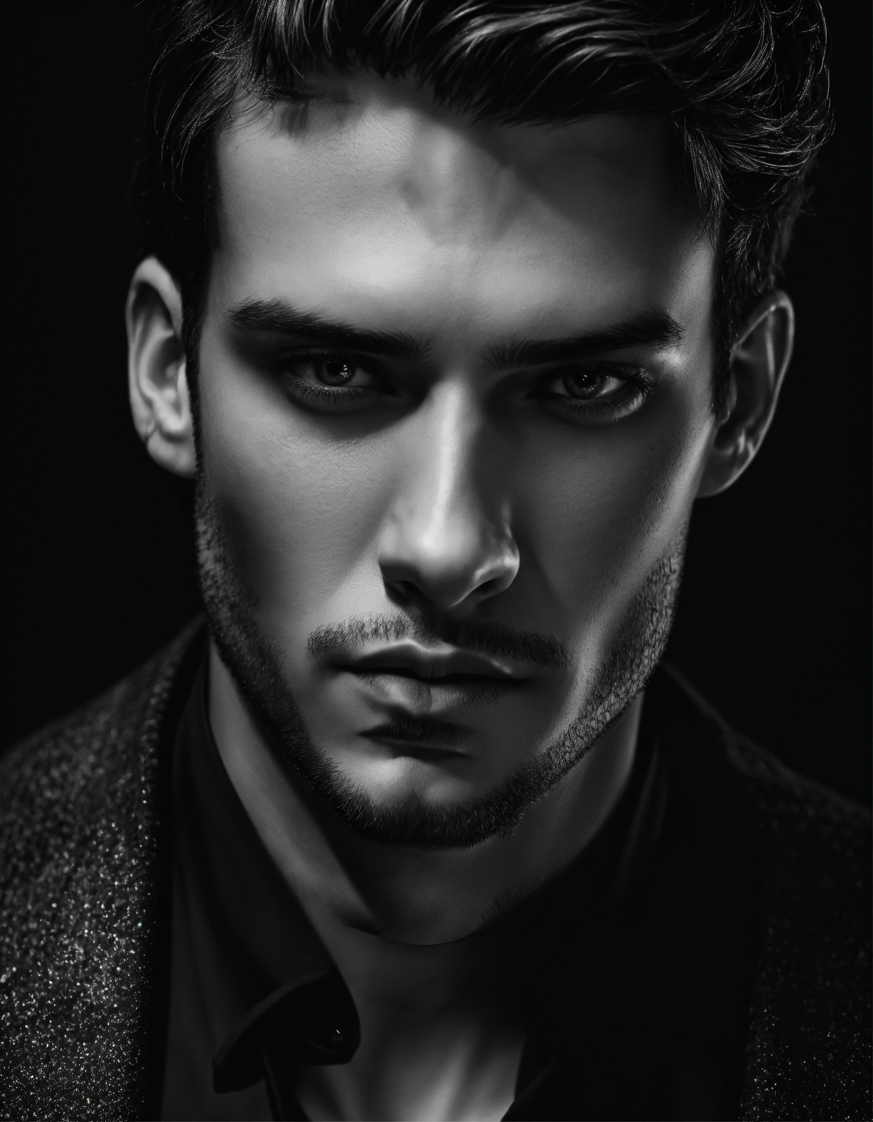 Lexica - Photo of male model, black and white, realistic, portrait, not ...