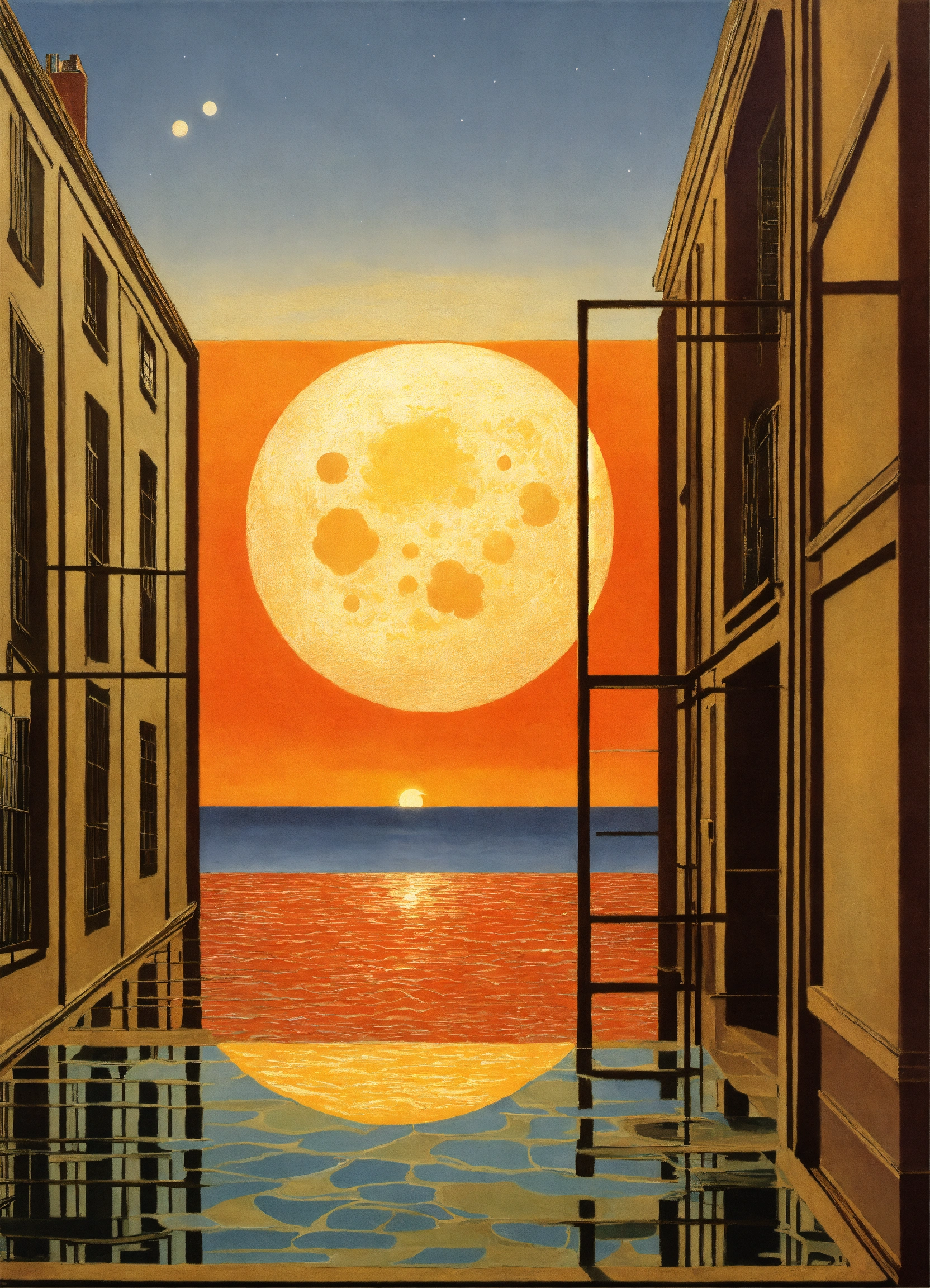 Lexica - Sun melting into the moon rene magritte, , abstract